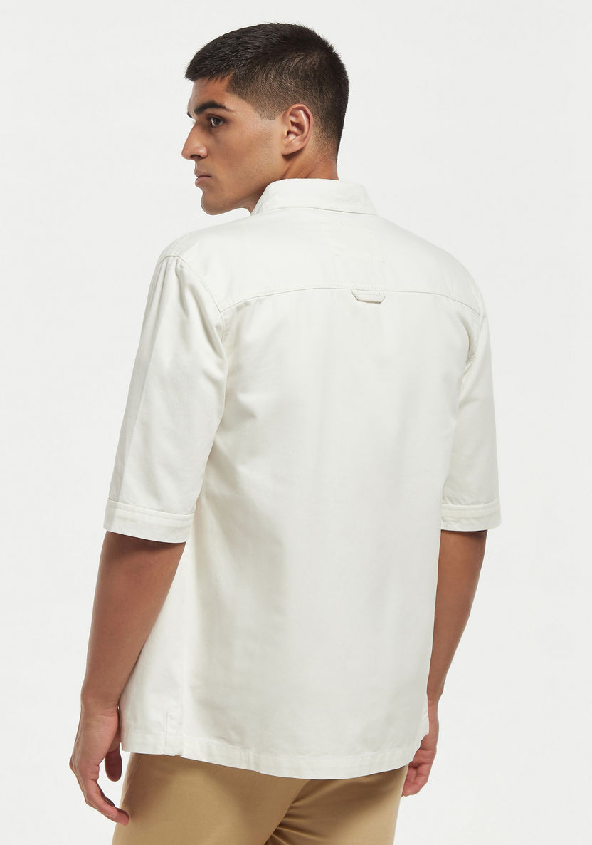 Buy Mens Solid Button Up Boxy Denim Overshirt With Short Sleeves Online Centrepoint Uae