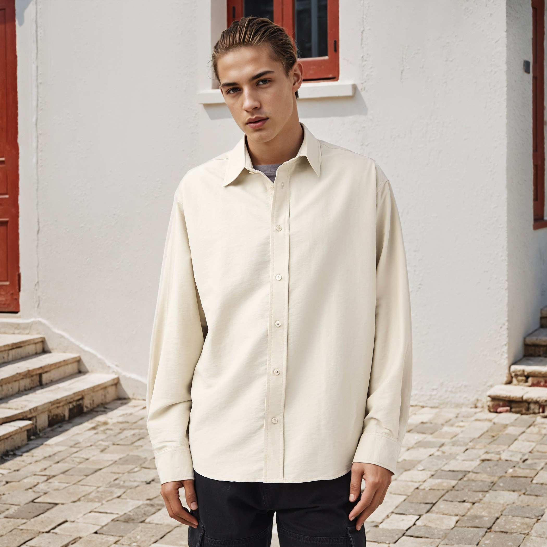 Shop Regular Fit Long Sleeves Shirt with Button Placket Online | Splash UAE