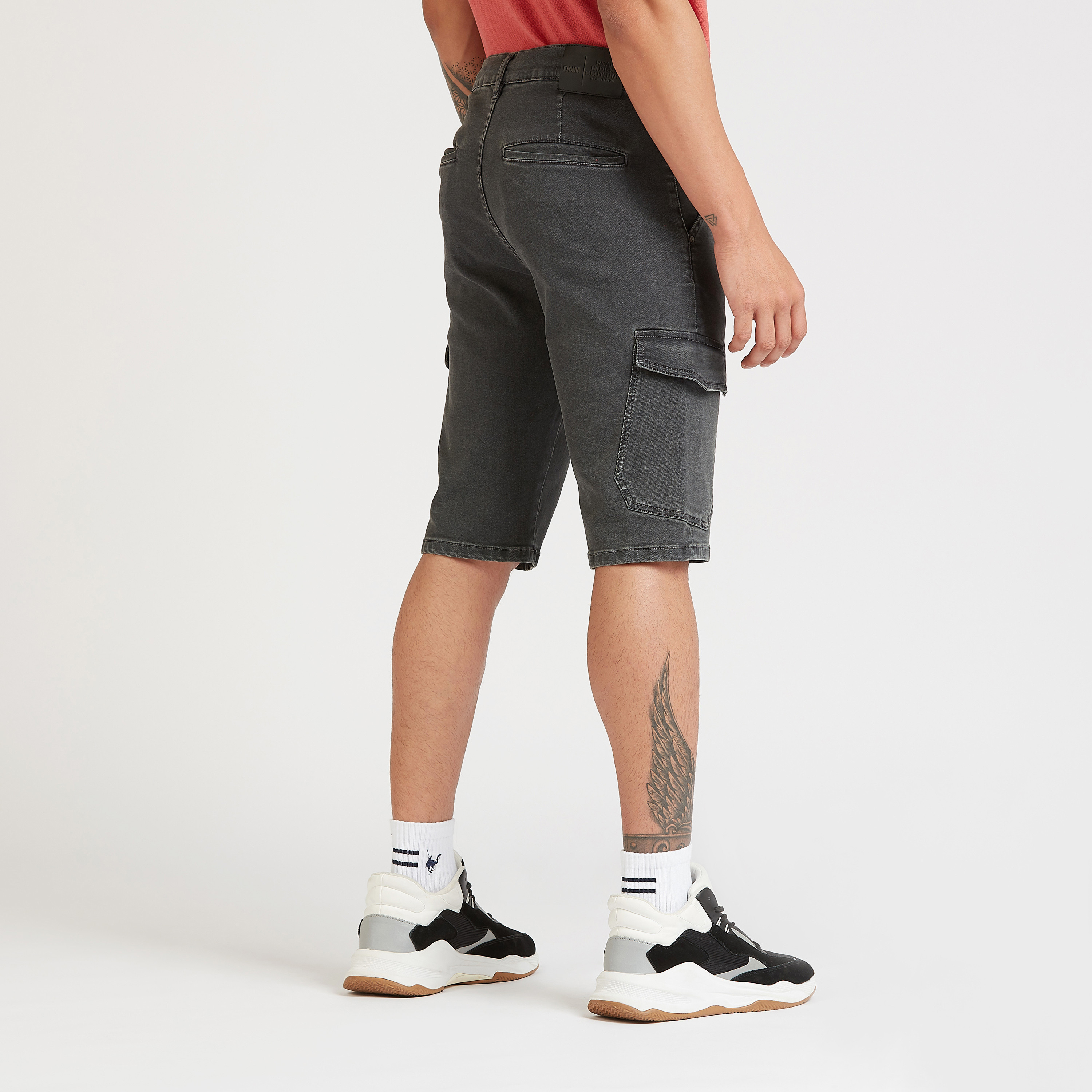 Shop Solid Denim Cargo Shorts with Pocket Detail and Belt Loops Online ...