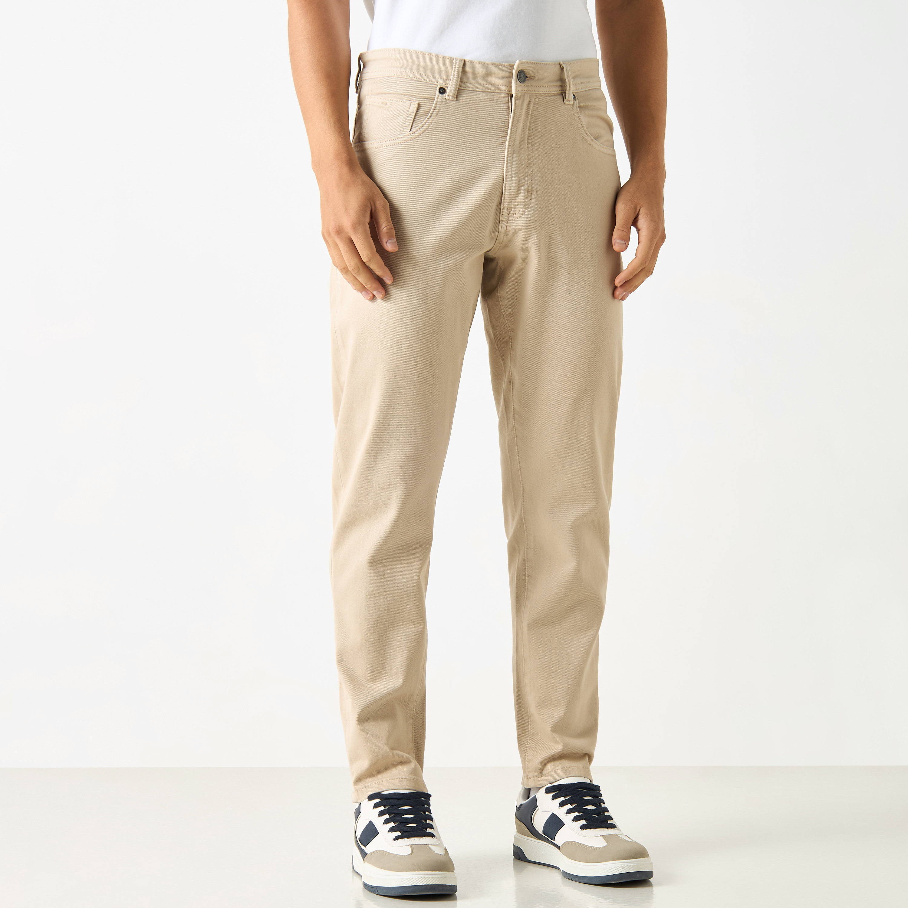 Shop Solid Slim Fit Jeans with Pockets Online | Splash UAE