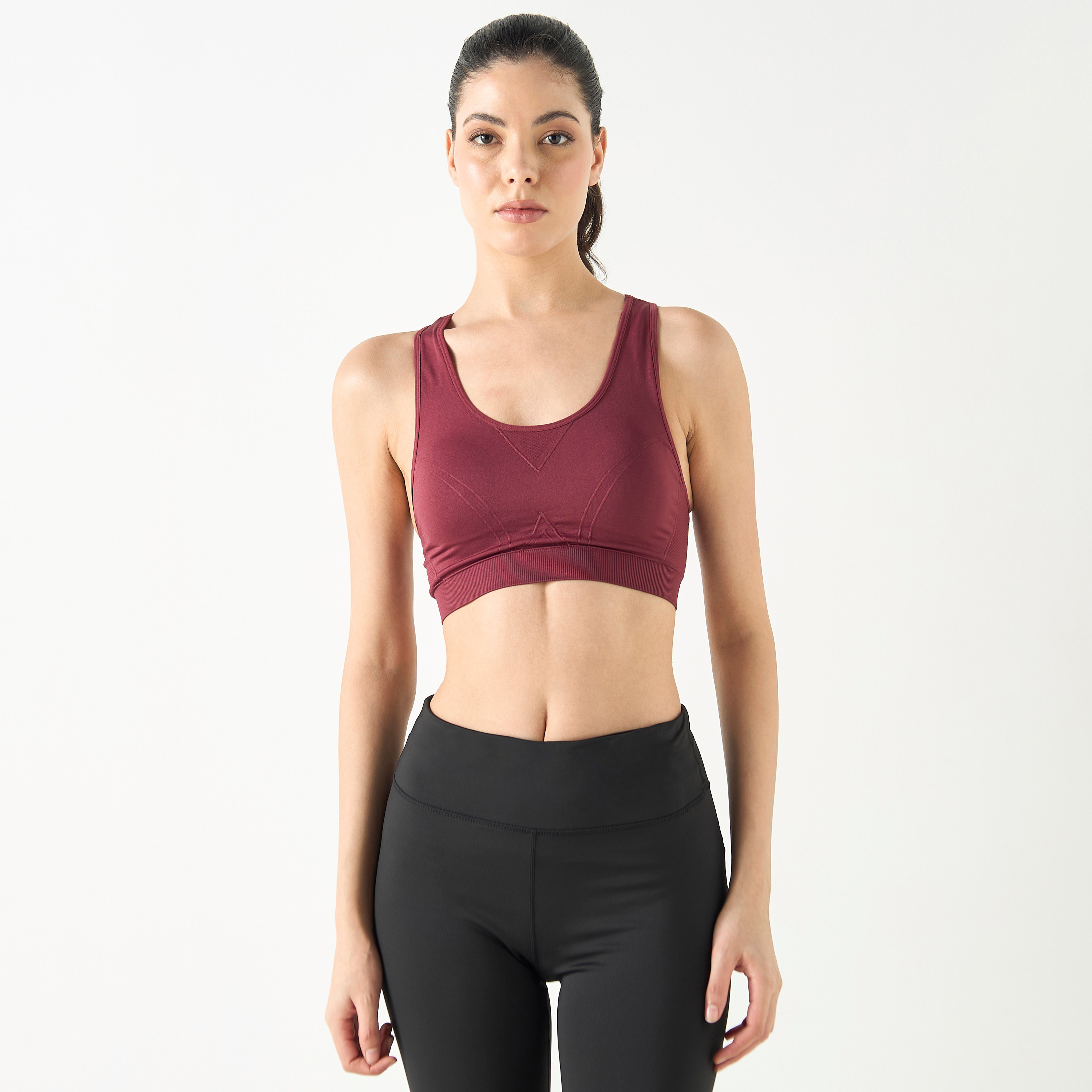 Shop Textured Racerback Sports Bra Online | Splash UAE