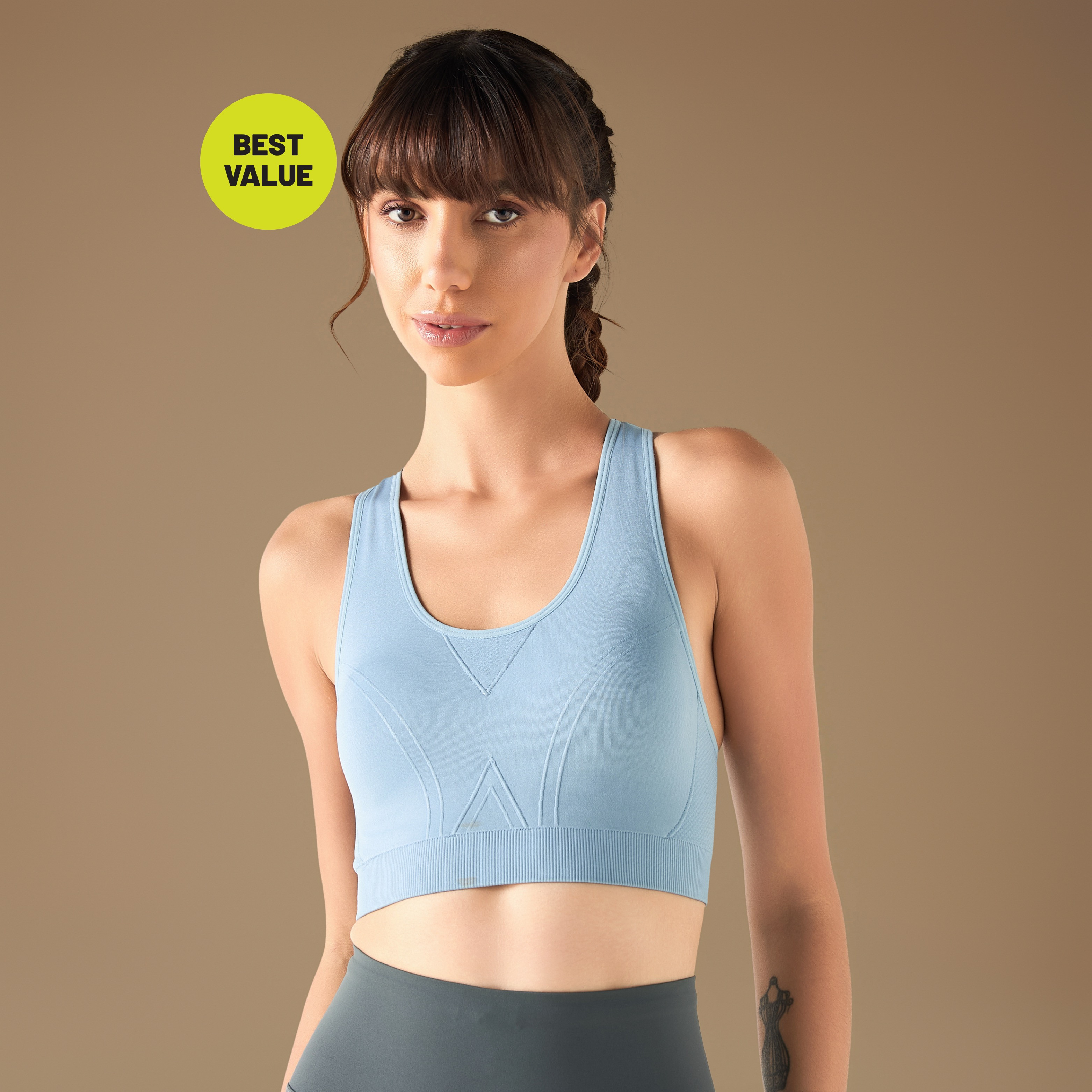 Shop Textured Racerback Sports Bra Online | Splash UAE