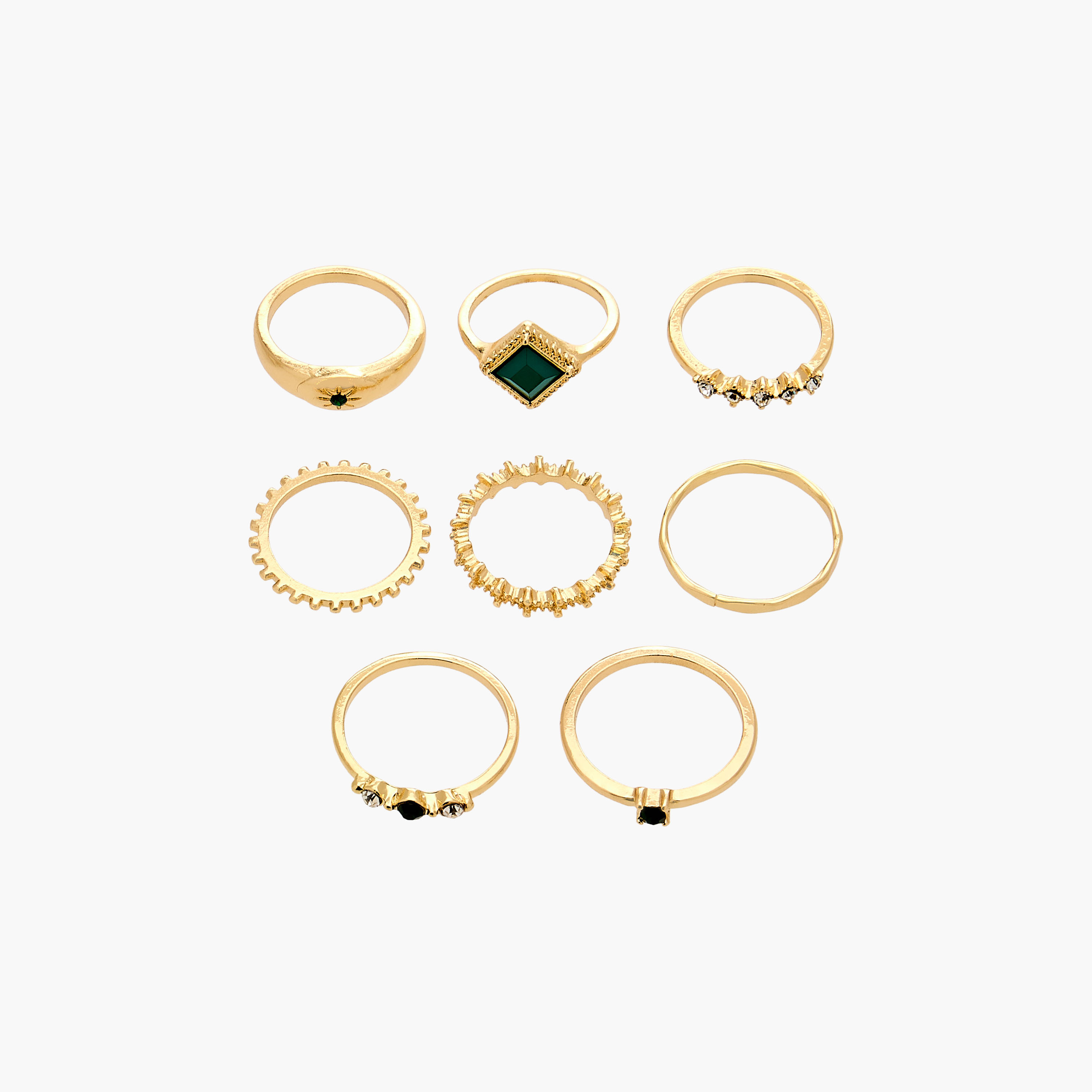 Shop Set of 8 - Assorted Metallic Ring Online | Splash Bahrain