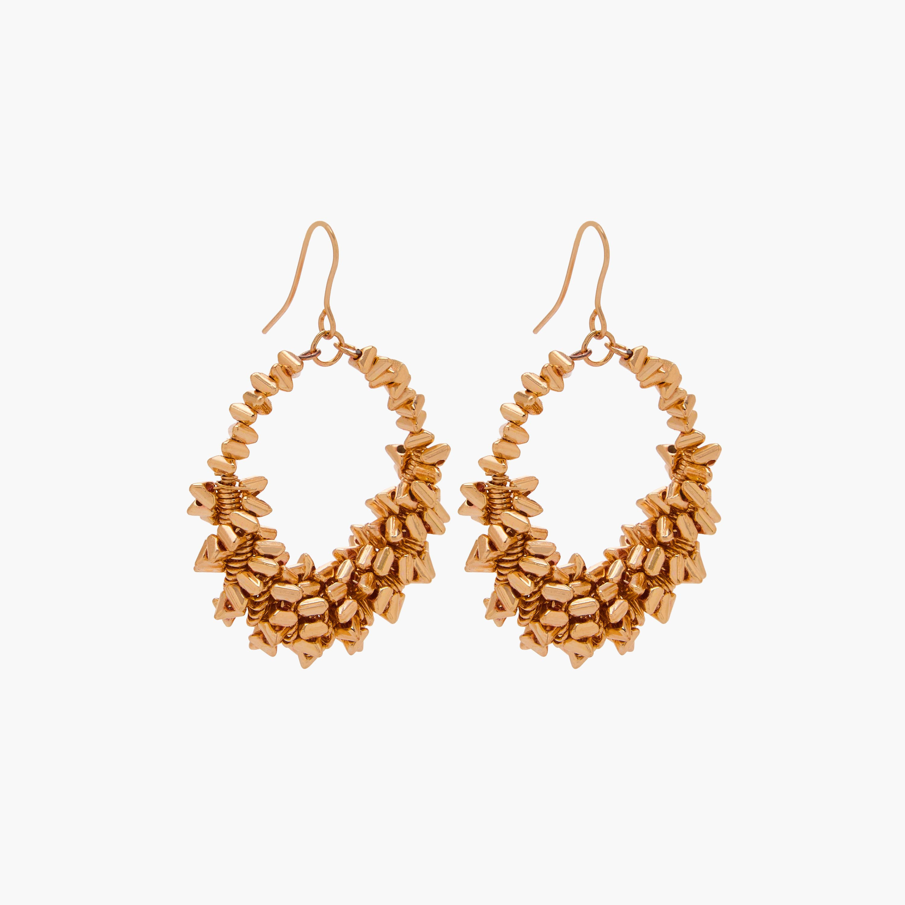 Buy Gold Tone Embellished Hoop Earrings with Fish Hook Online ...