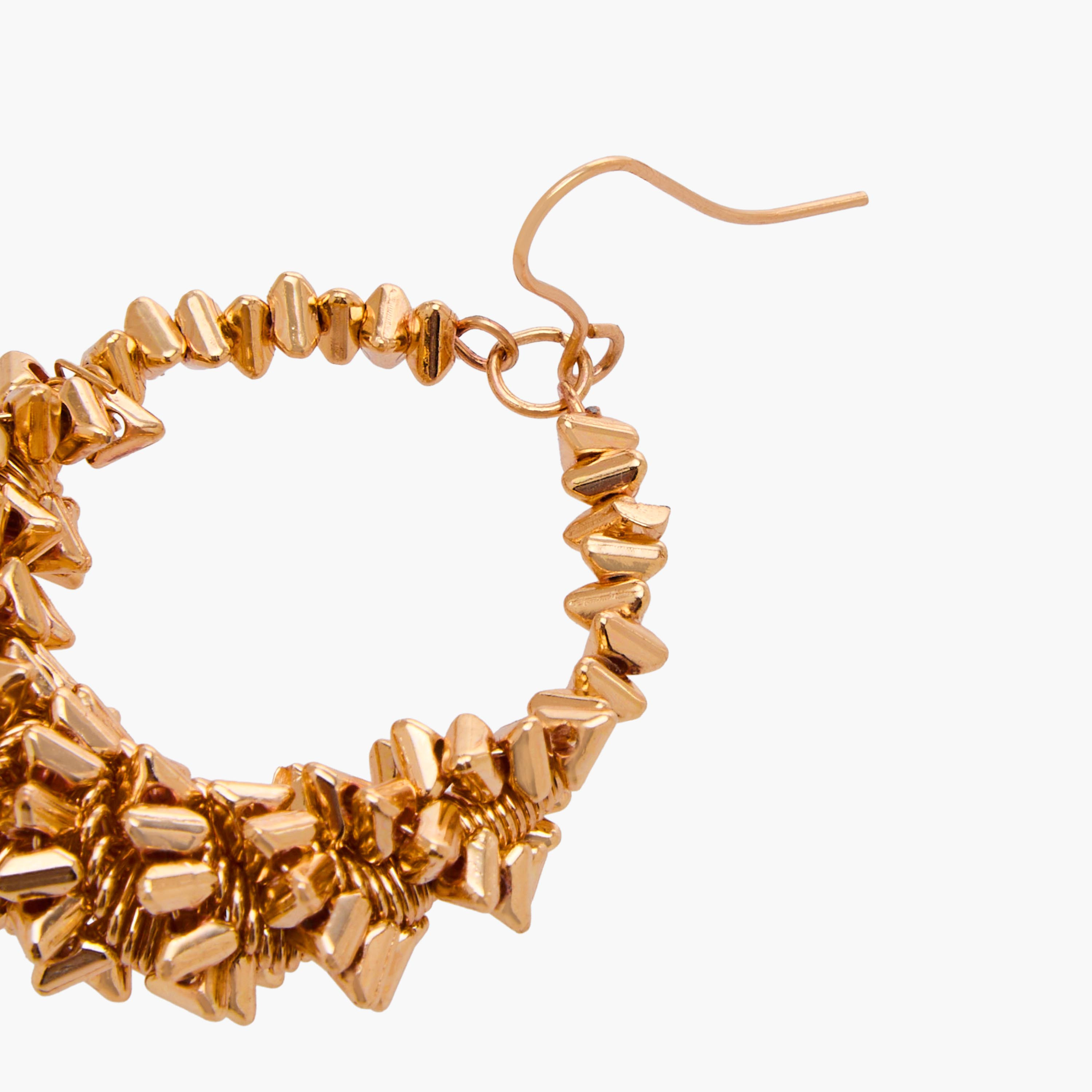 Buy Gold Tone Embellished Hoop Earrings with Fish Hook Online ...
