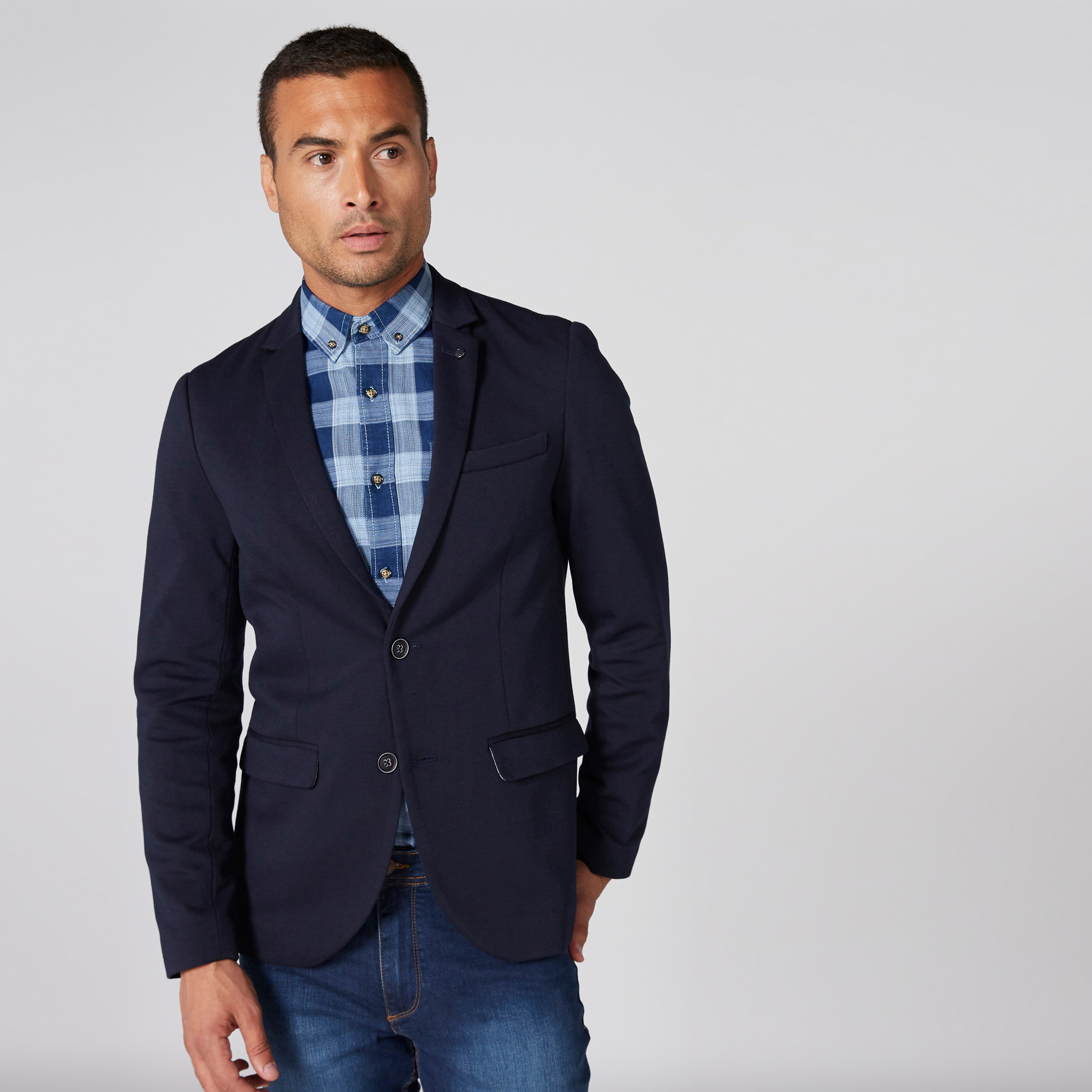 Shop Textured Long Sleeves Blazer with Button Closure and Pocket Detail ...