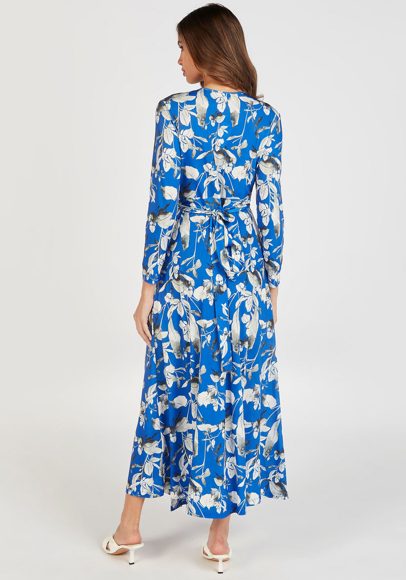 Buy Womens Floral Print Maxi Wrap Dress With Tie Up Belt And Long
