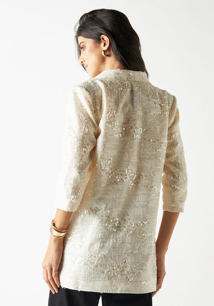 Buy Womens Sequin Embellished Lightweight Blazer With Notched Lapel