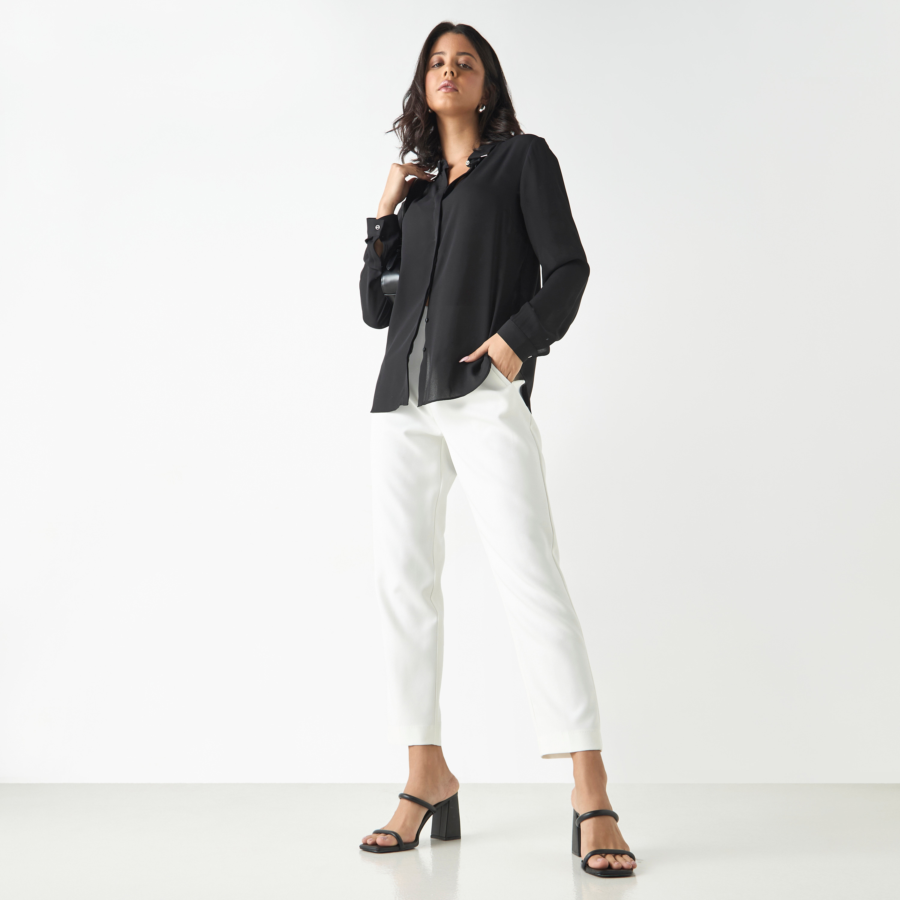 Buy High-Low Shirt with Long Sleeves Online | Centrepoint Kuwait