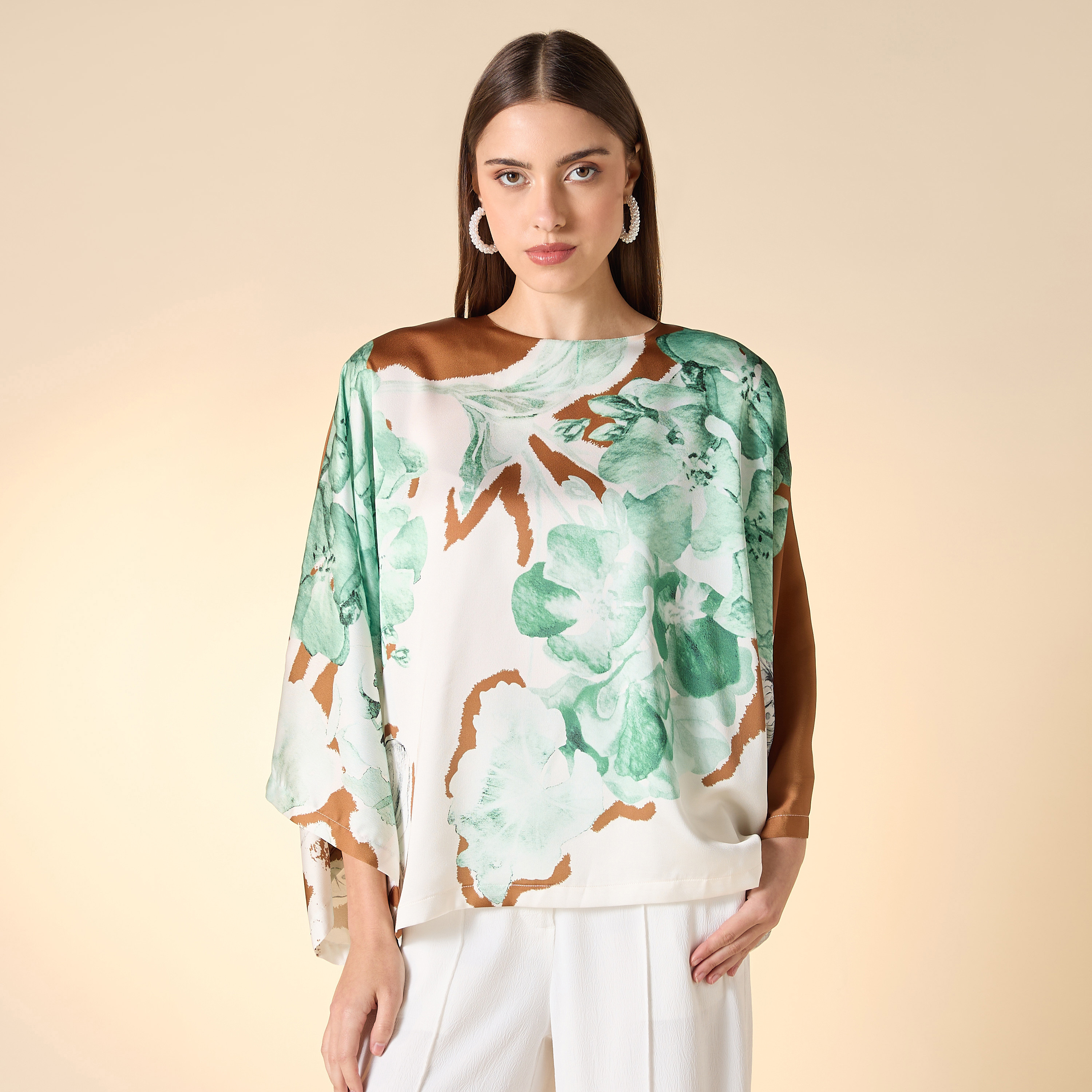 Shop Floral Print Top with Kimono Sleeves Online | Centrepoint Oman