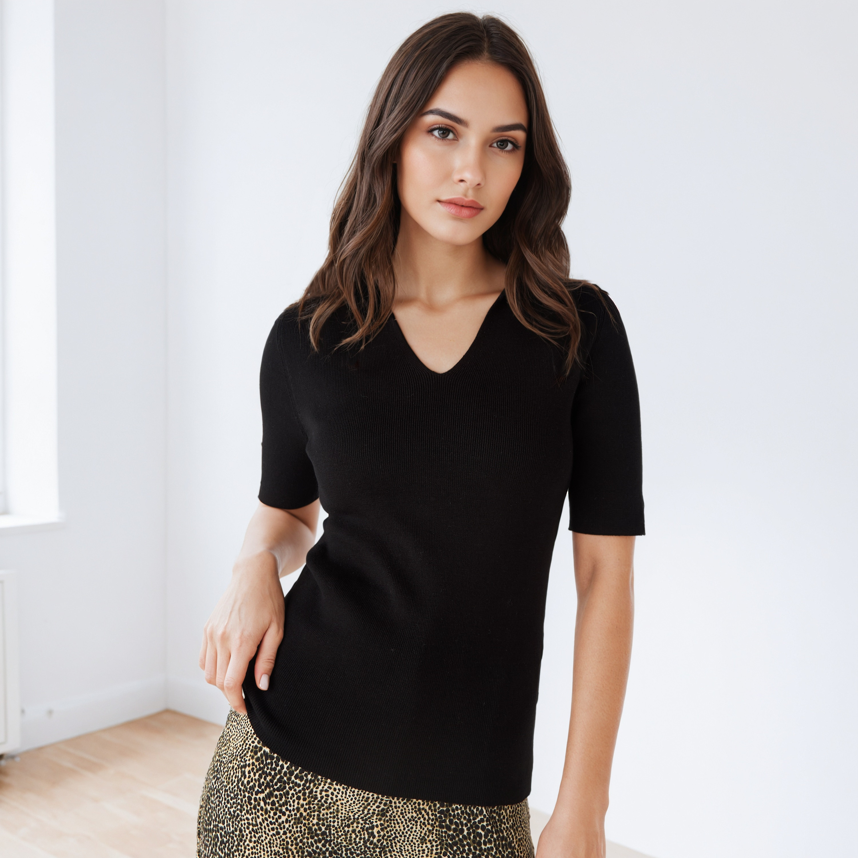 Shop Textured V-neck Polo T-shirt Online | Splash UAE