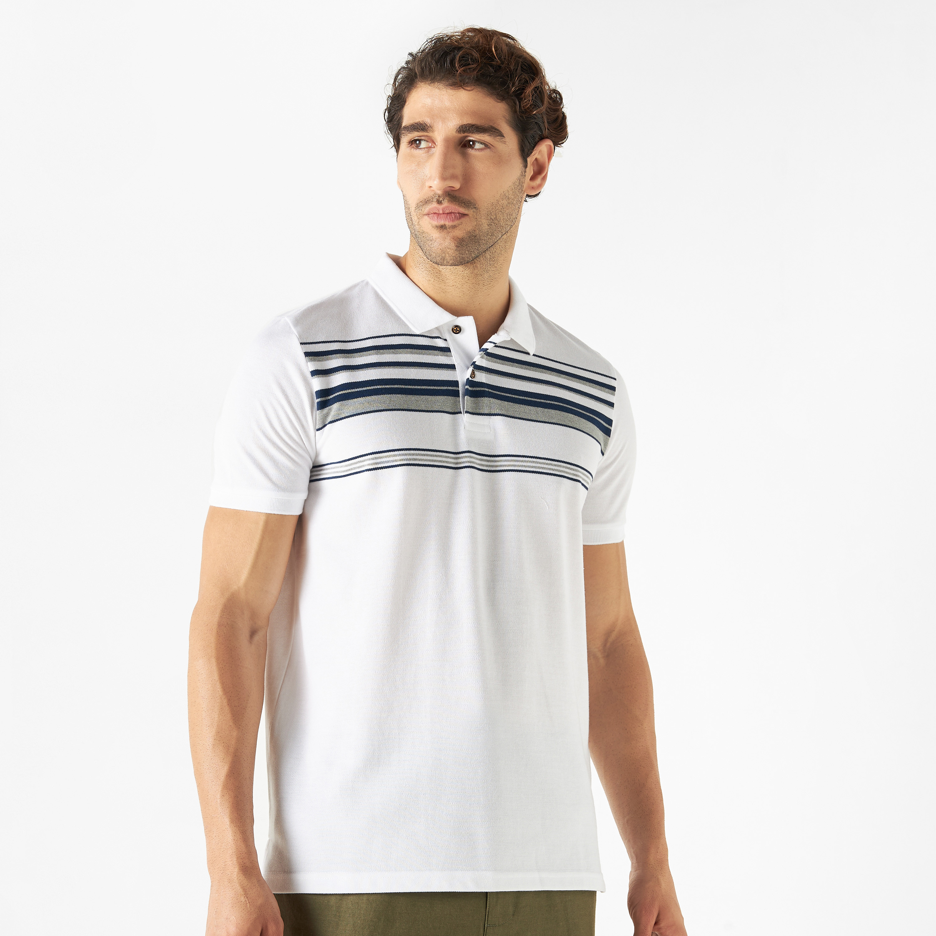 Shop Striped Polo T-shirt with Short Sleeves Online | Centrepoint Oman
