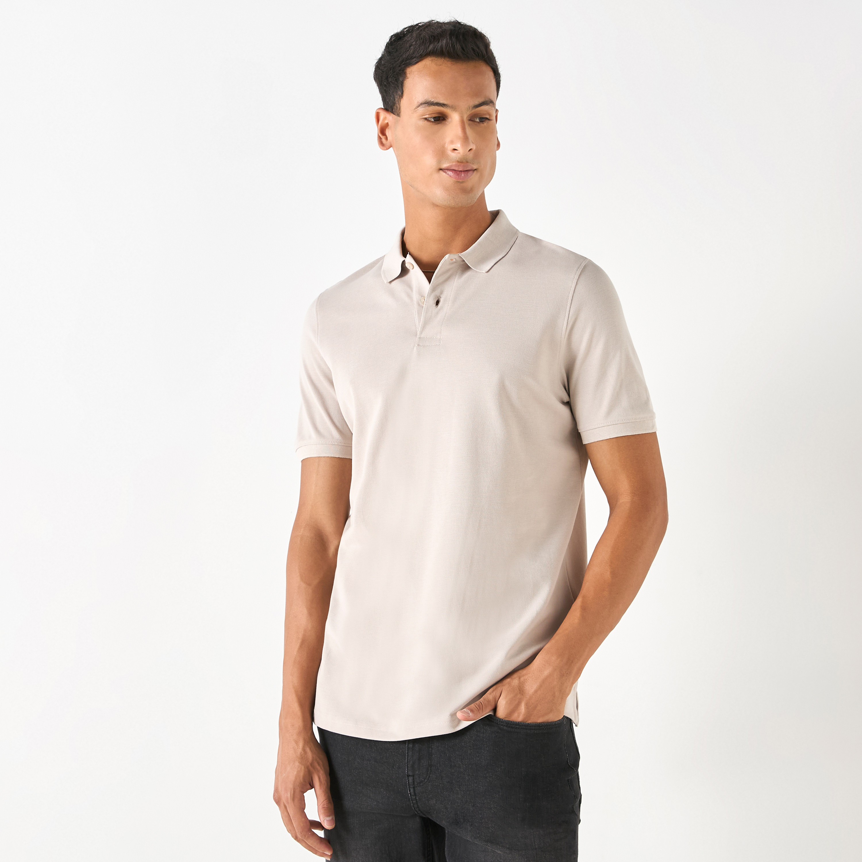Shop Polo T-shirt with Short Sleeves and Button Closure Online | Splash UAE