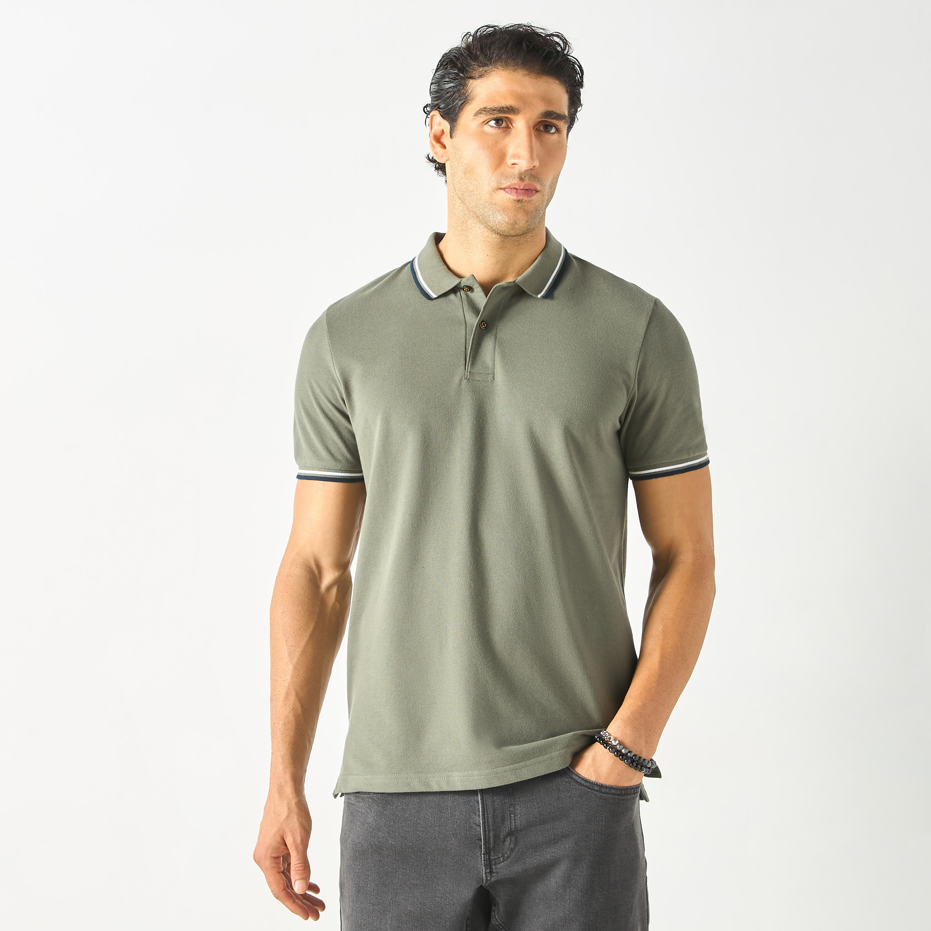 Shop Polo T-shirt with Short Sleeves and Button Closure Online | Splash UAE
