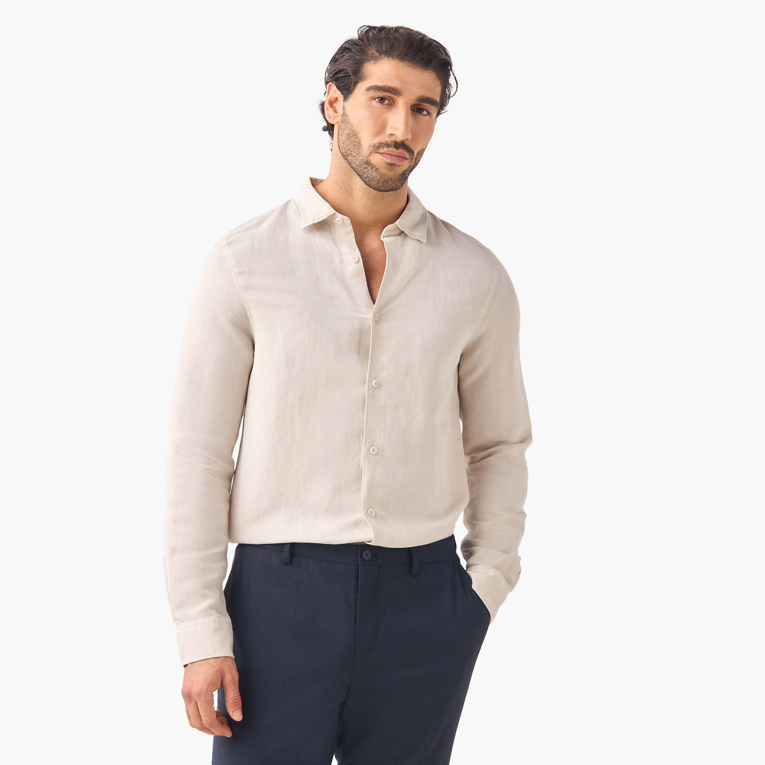 Shop Regular Fit Linen Blend Shirt Online | Centrepoint Kuwait