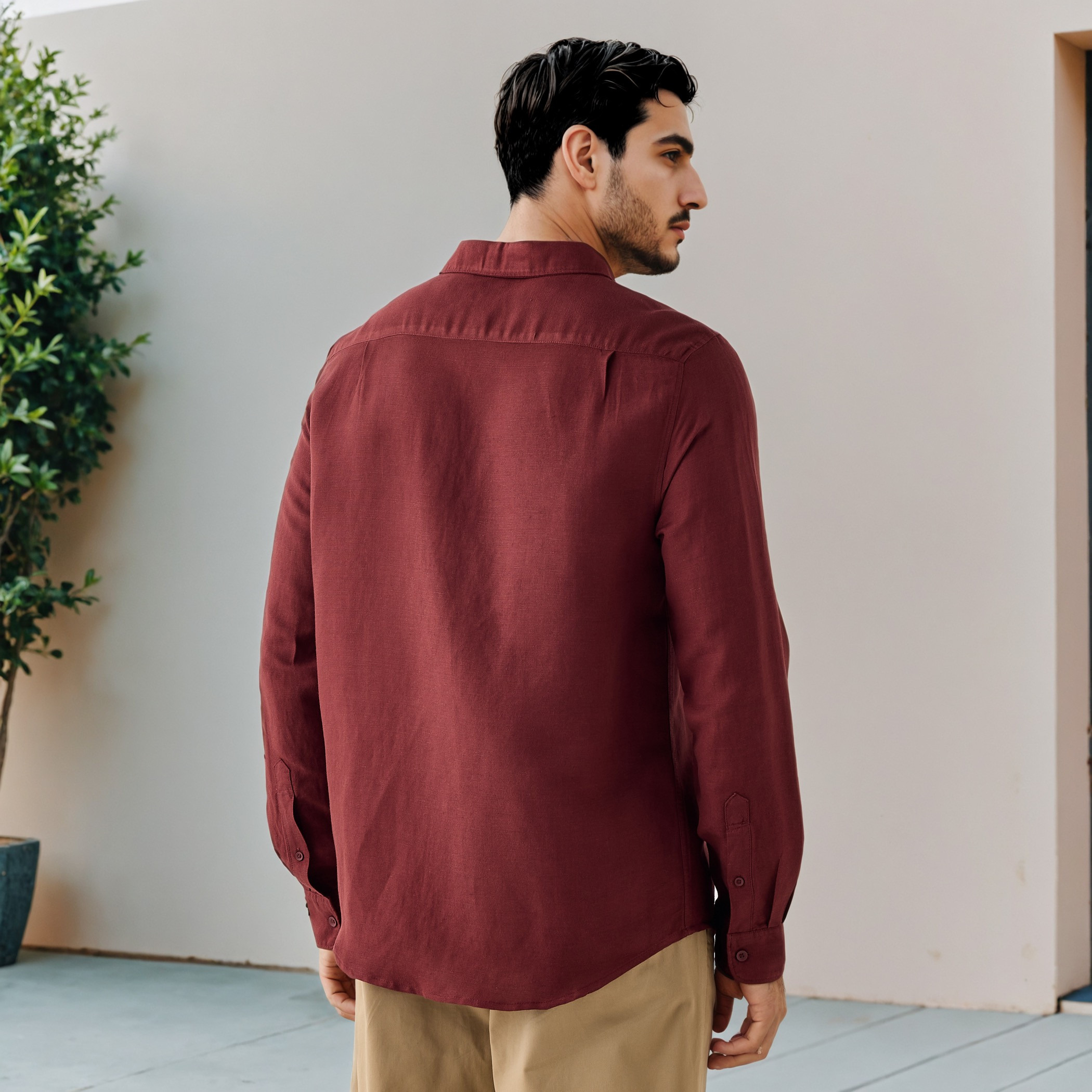 Shop Regular Fit Linen Blend Shirt Online | Centrepoint Kuwait