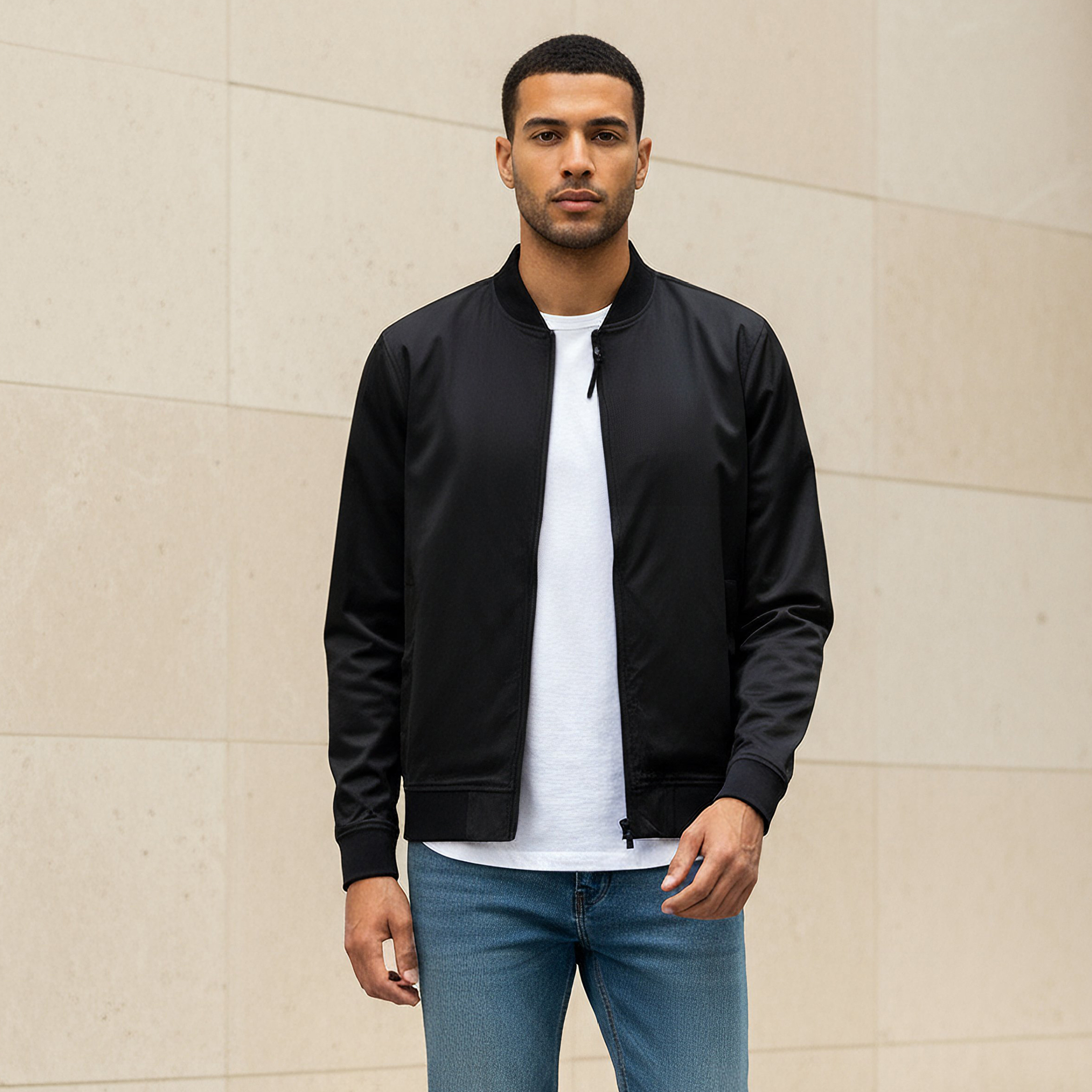 Shop Men Bomber Jacket with Zip Closure Online | Splash Bahrain