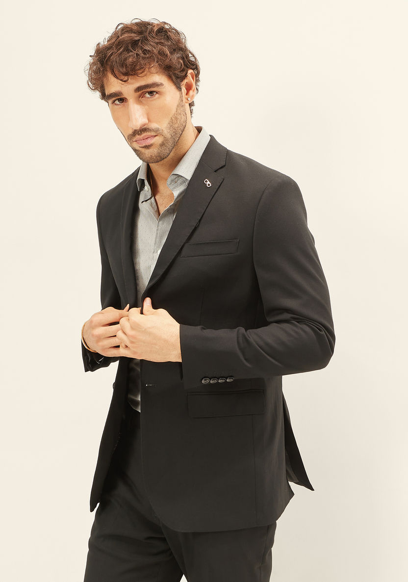 Buy Solid Blazer With Notch Lapel And Pockets Splash Ksa