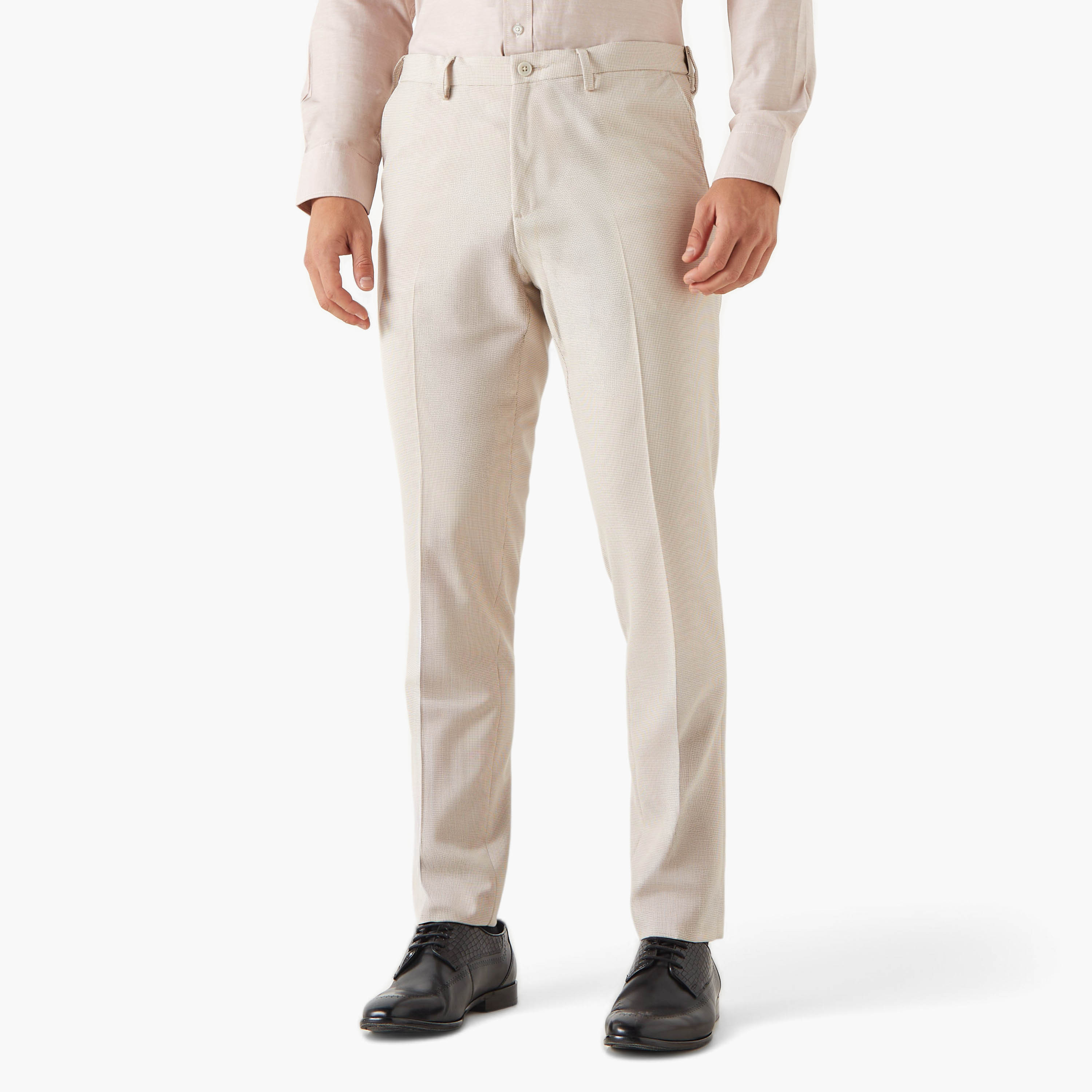 Shop Textured Regular Fit Full-Length Trouser Online | Centrepoint Kuwait