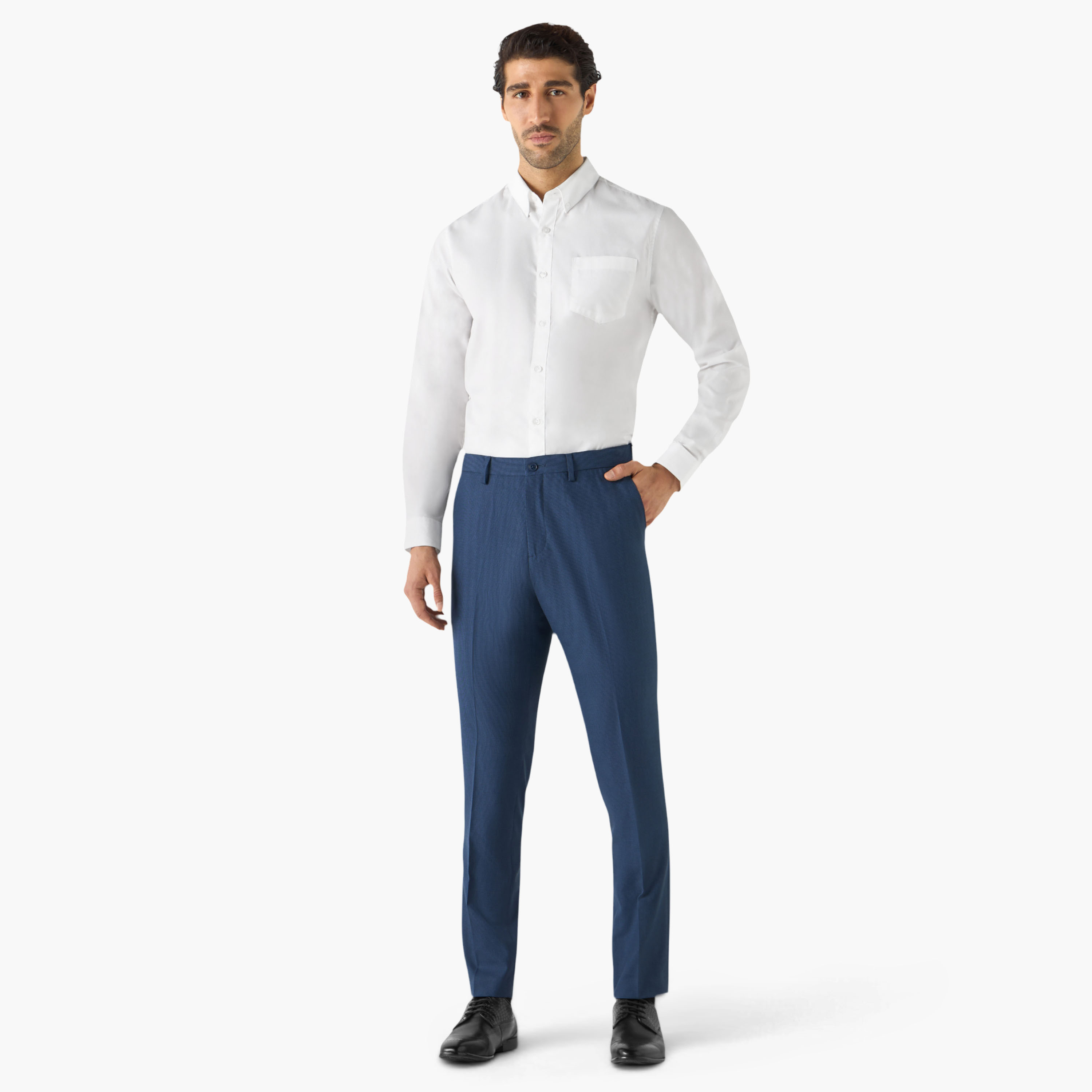 Shop Textured Regular Fit Full-Length Trouser Online | Centrepoint Kuwait