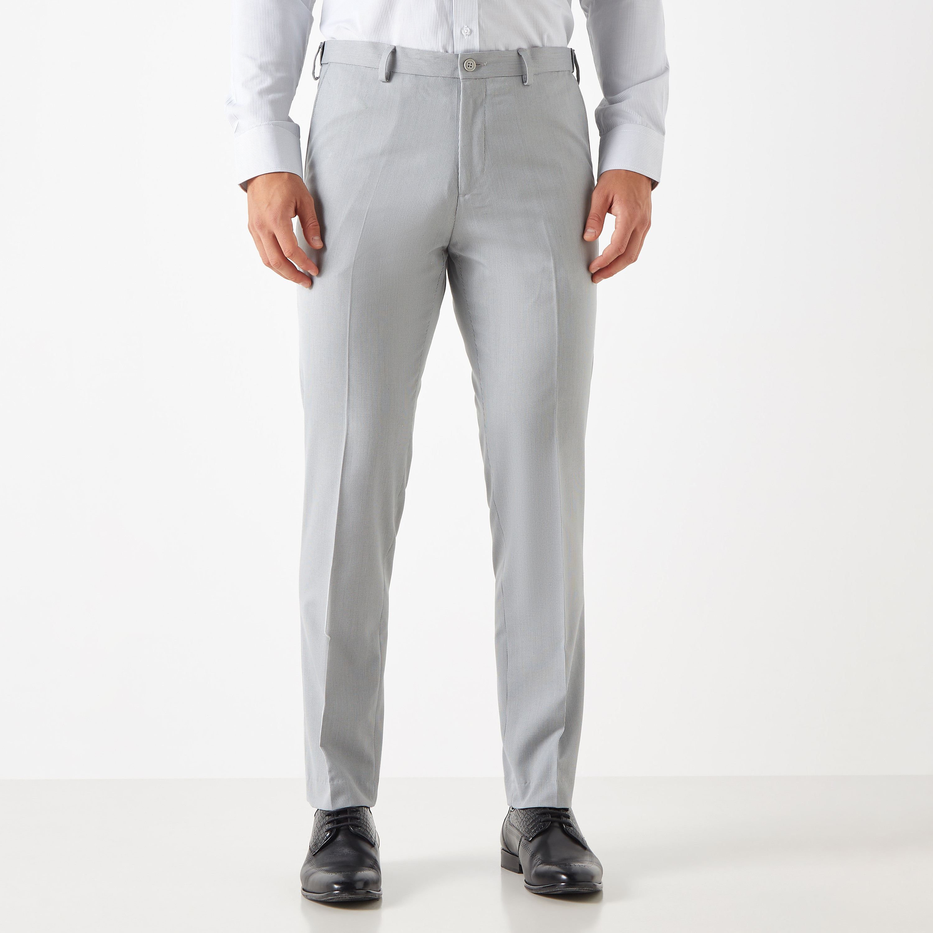 Shop Textured Regular Fit Full-Length Trouser Online | Centrepoint Kuwait
