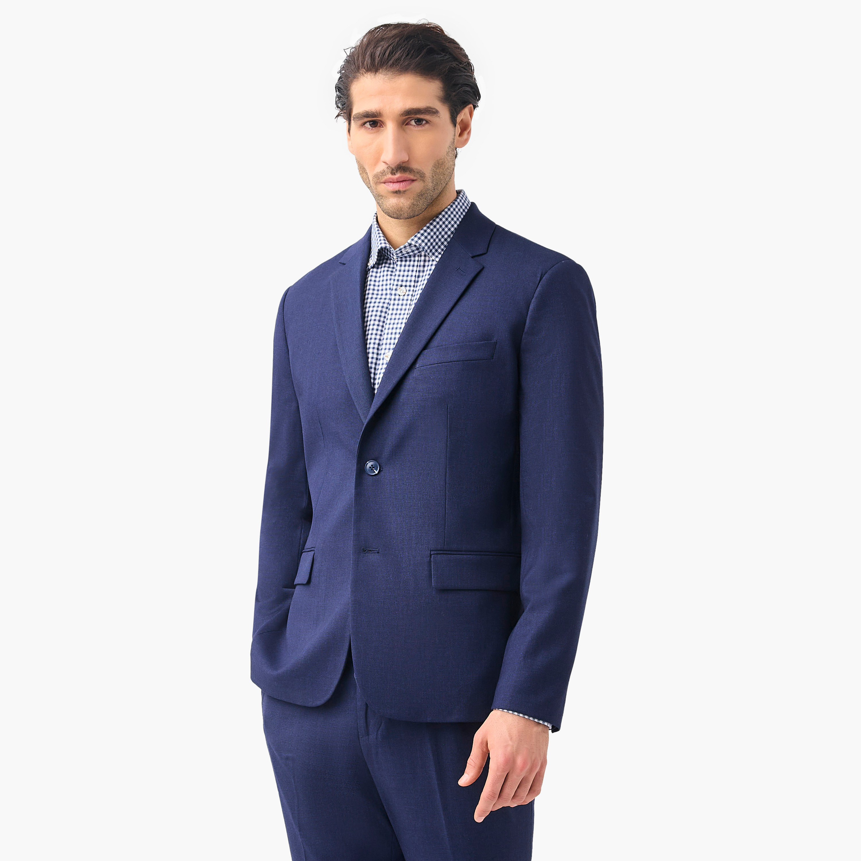 Shop Dobby Textured Blazer with Button Closure and Pockets Online ...