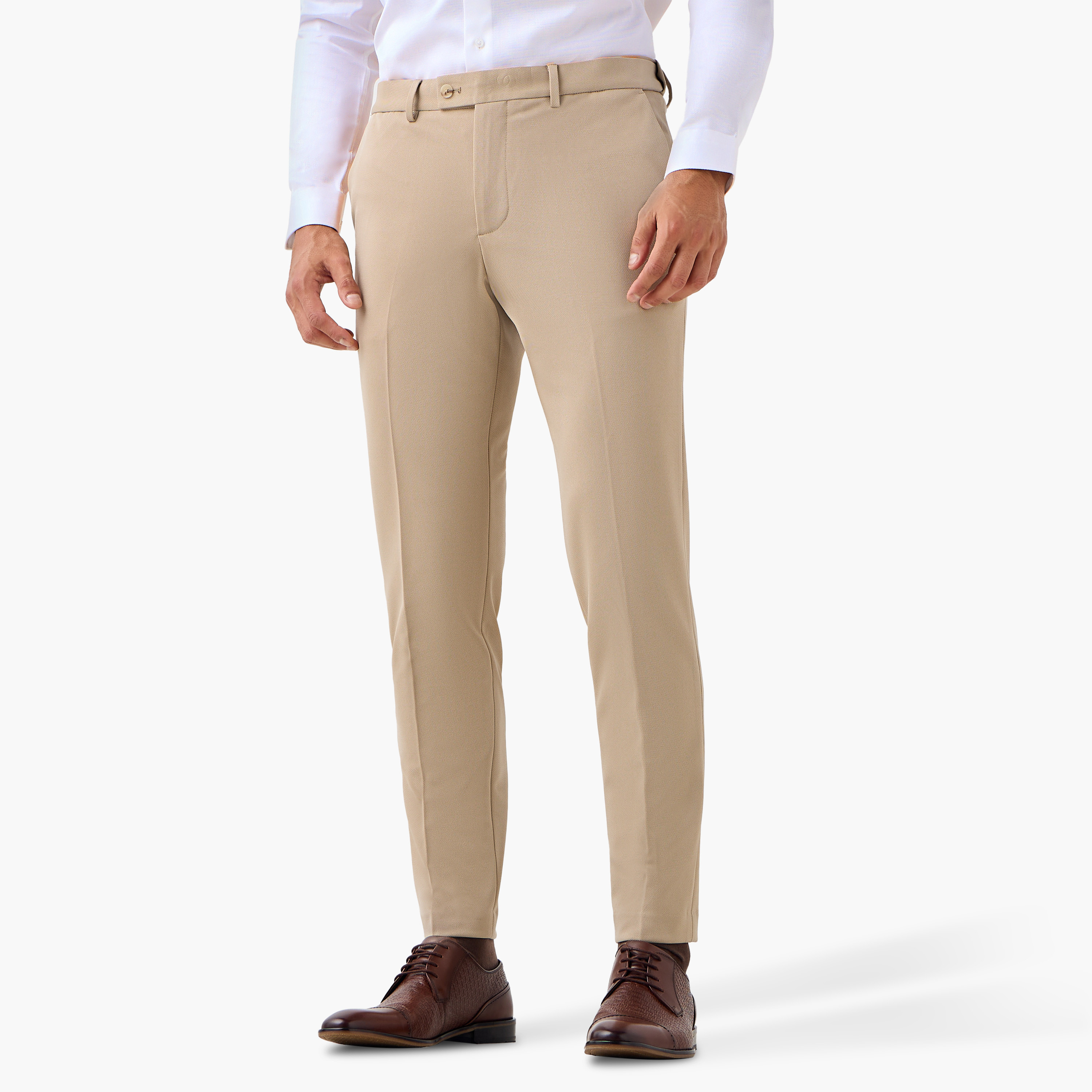 Shop Men Slim Fit Flexi Waist Formal Trousers Online | Splash UAE