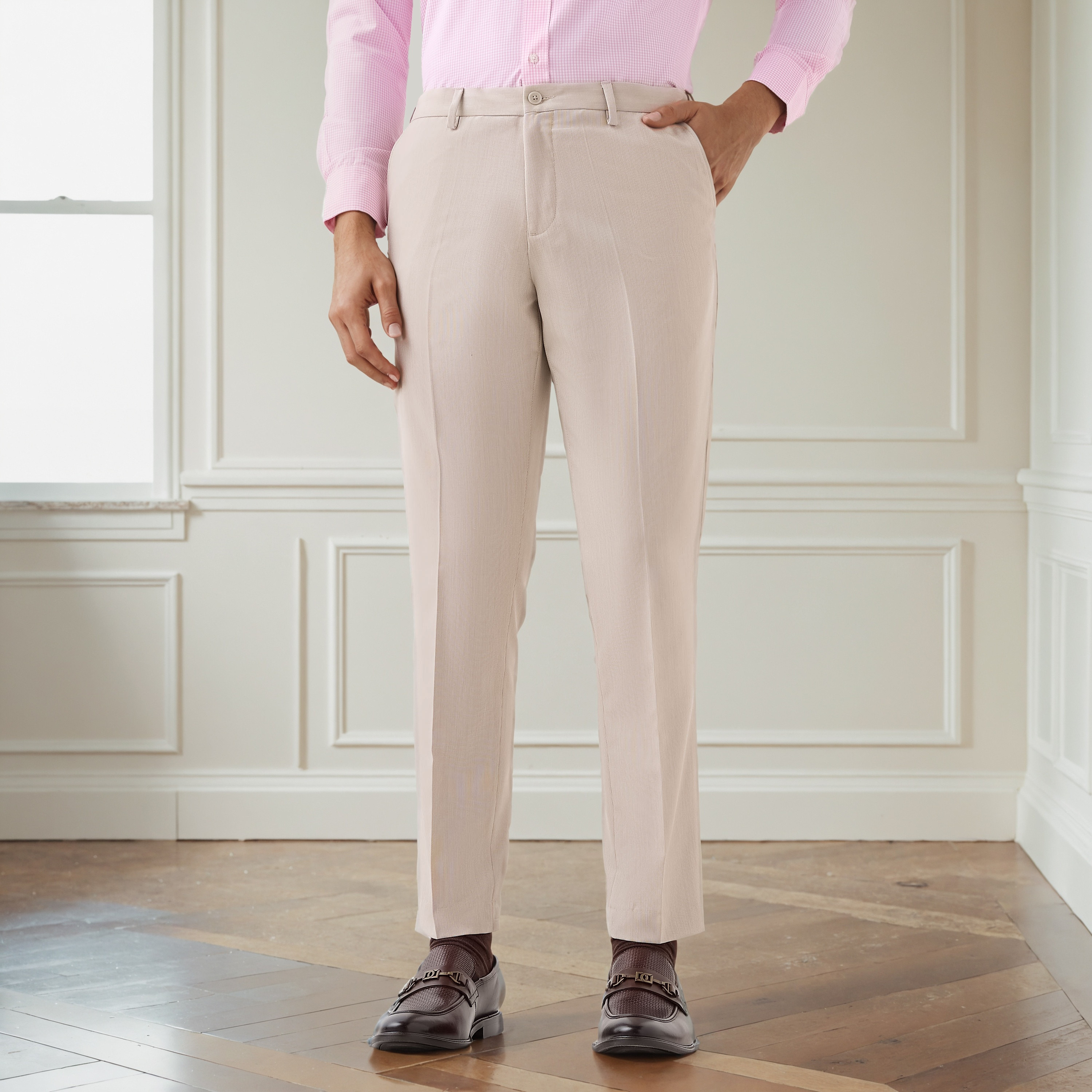 Shop Men Slim Fit Formal Trousers Online | Splash UAE