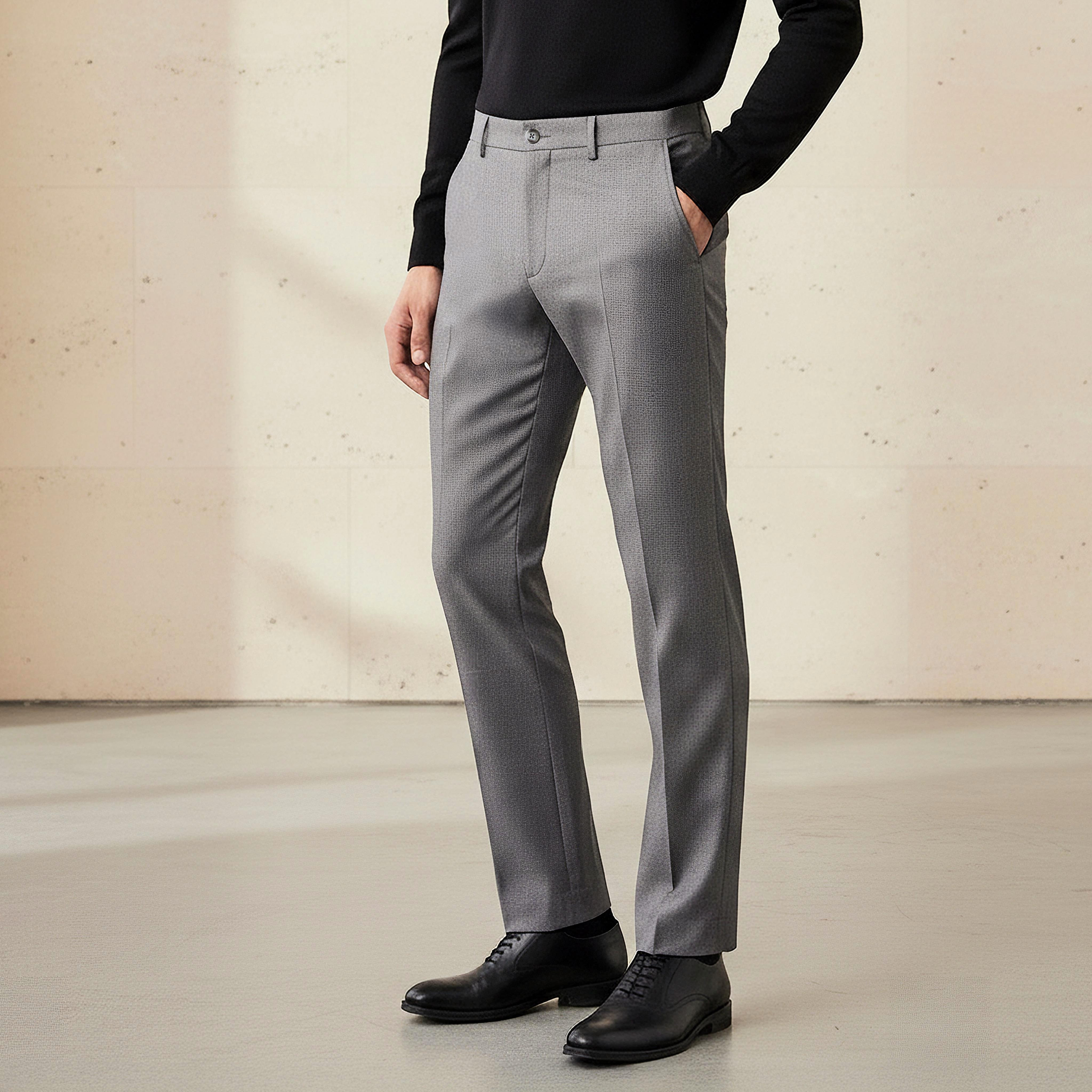 Shop Men Slim Fit Dobby Formal Trousers Online | Splash UAE
