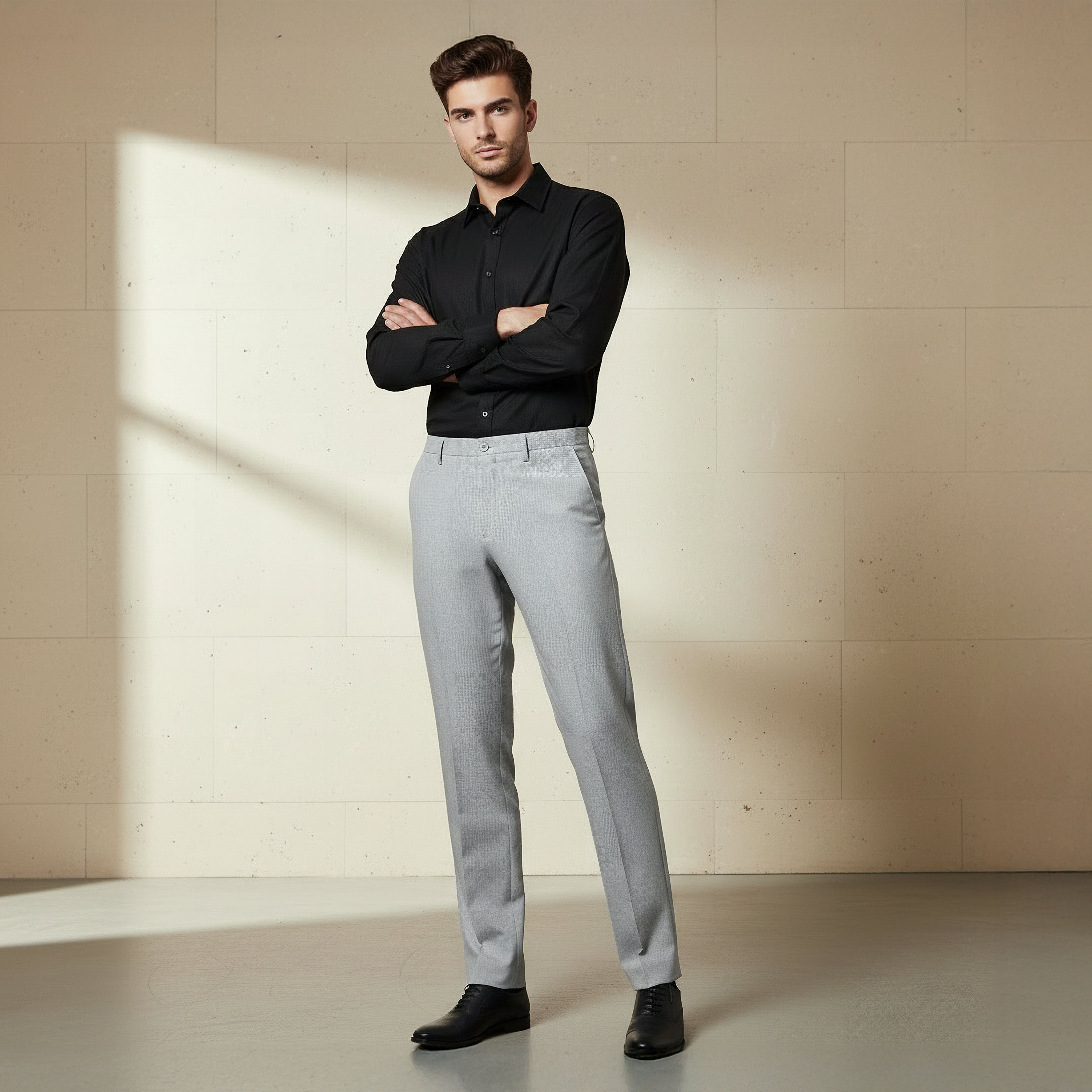 Shop Men Slim Fit Formal Trousers Online | Splash UAE