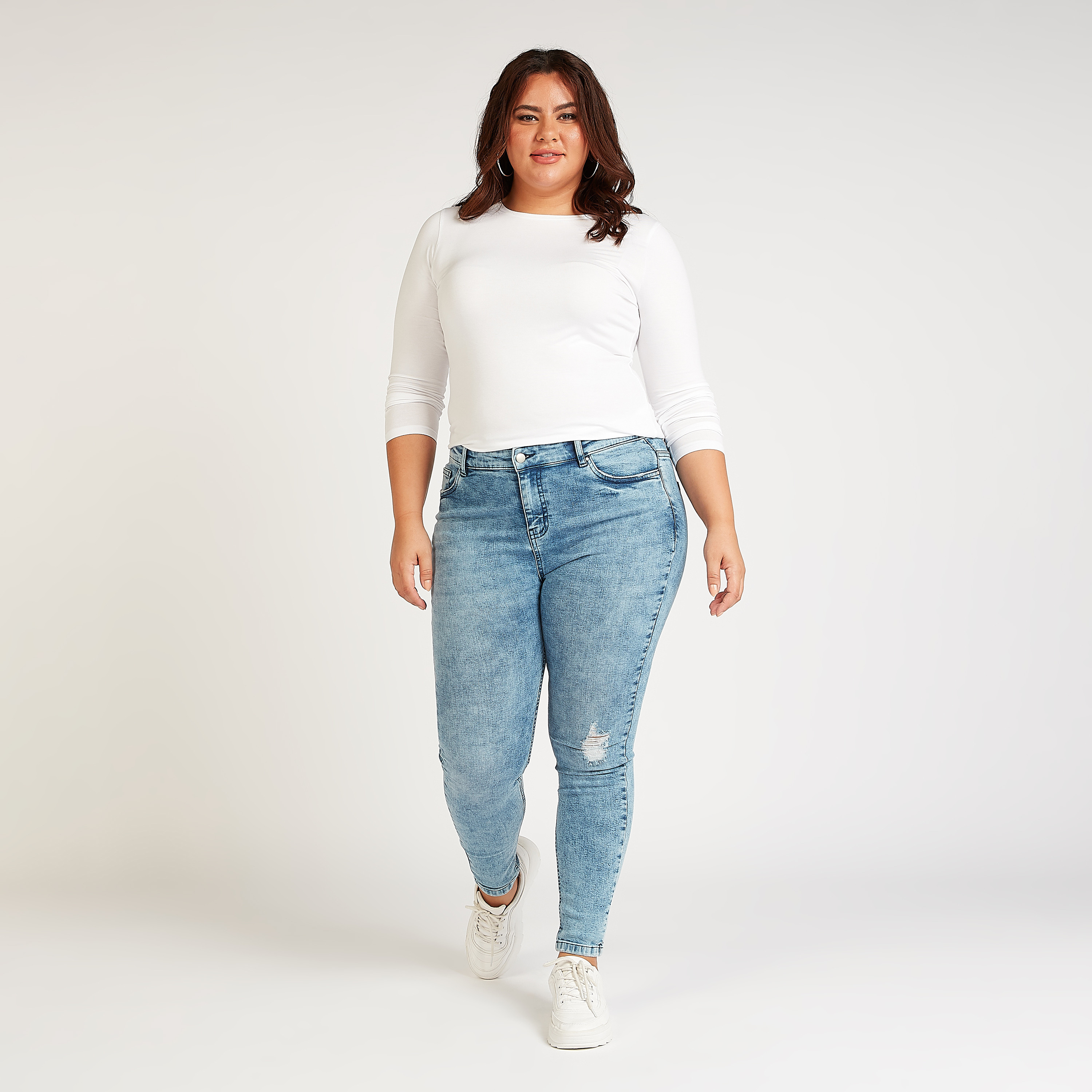 Buy Sustainable Ripped Jeans with Button Closure Online | Centrepoint ...