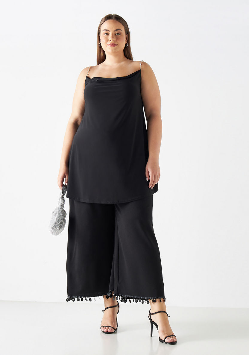 Buy Plus Size Solid Wide Leg Pants With Elasticated Waistband Splash Uae