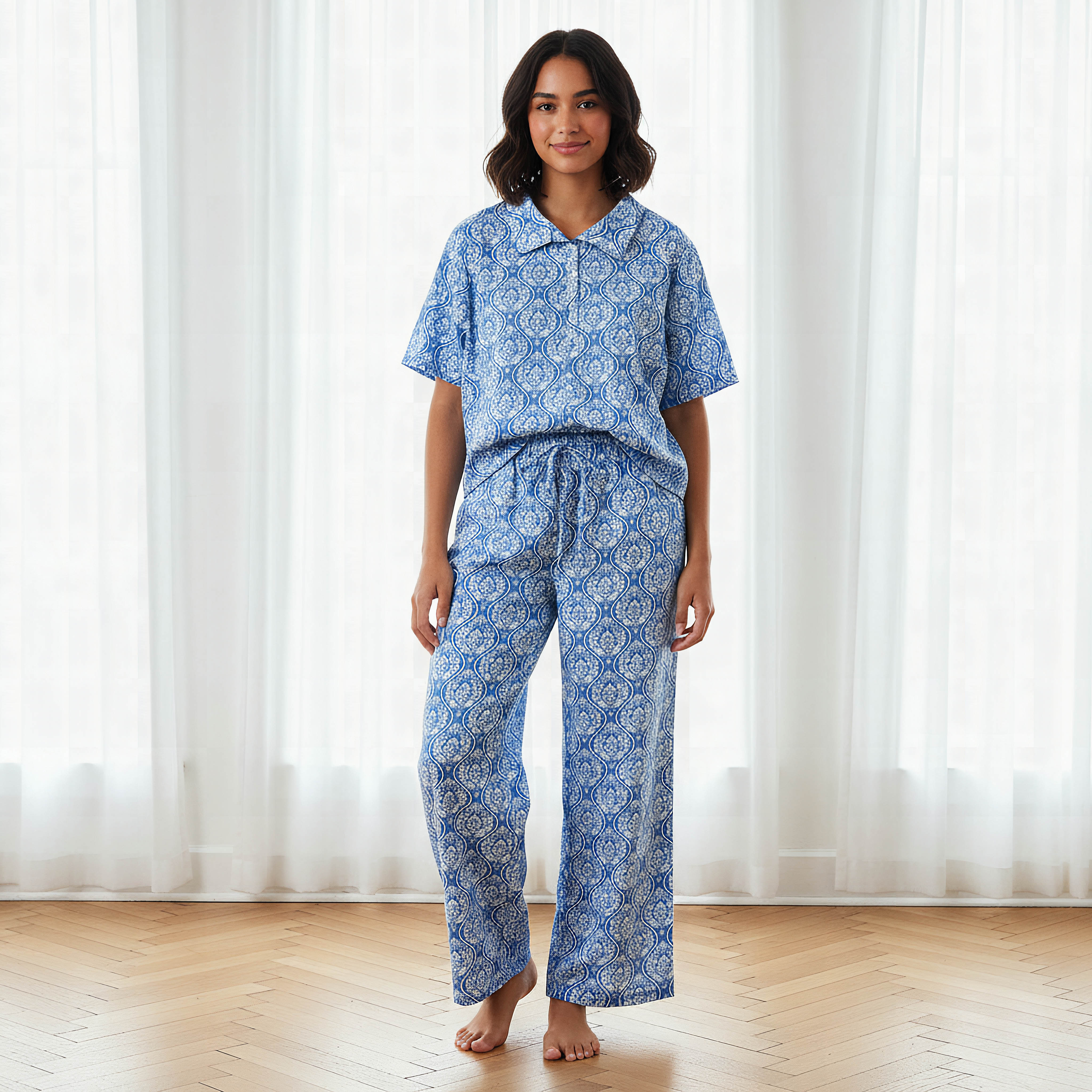 Buy Pyjama Set Top & Pants Cotton Online | Centrepoint Qatar