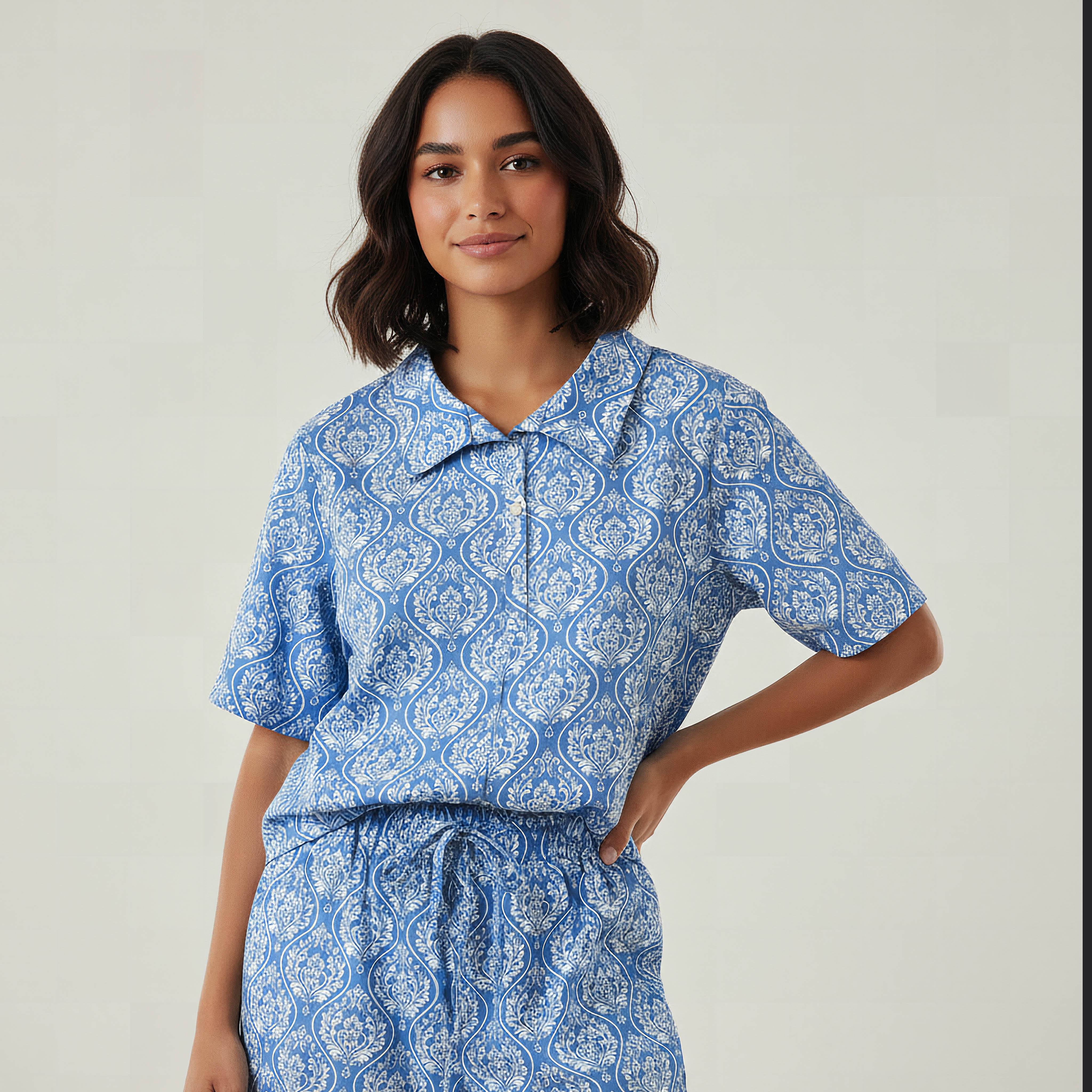 Buy Pyjama Set Top & Pants Cotton Online | Centrepoint Qatar
