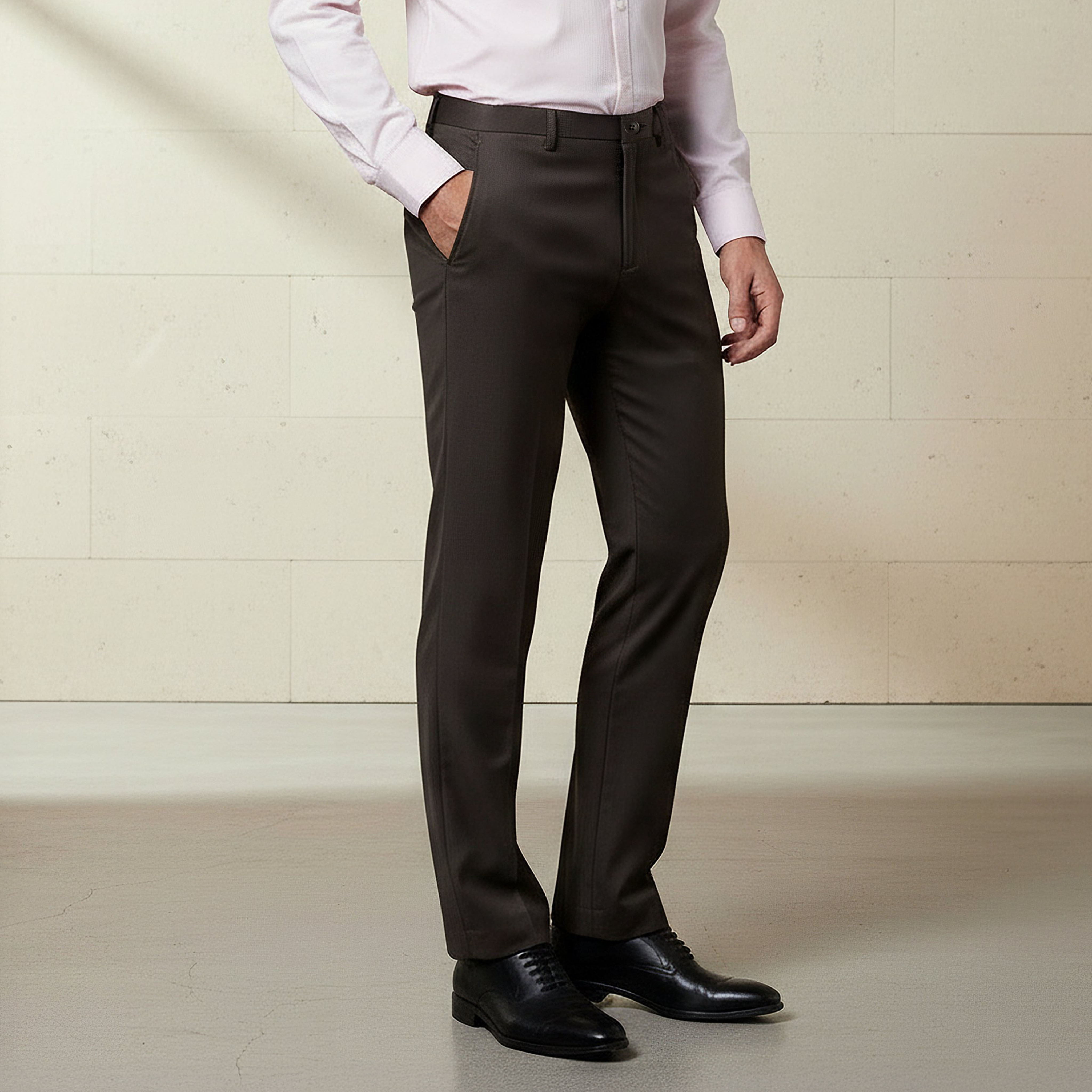 Shop Men Straight Fit Formal Trousers Online | Splash UAE
