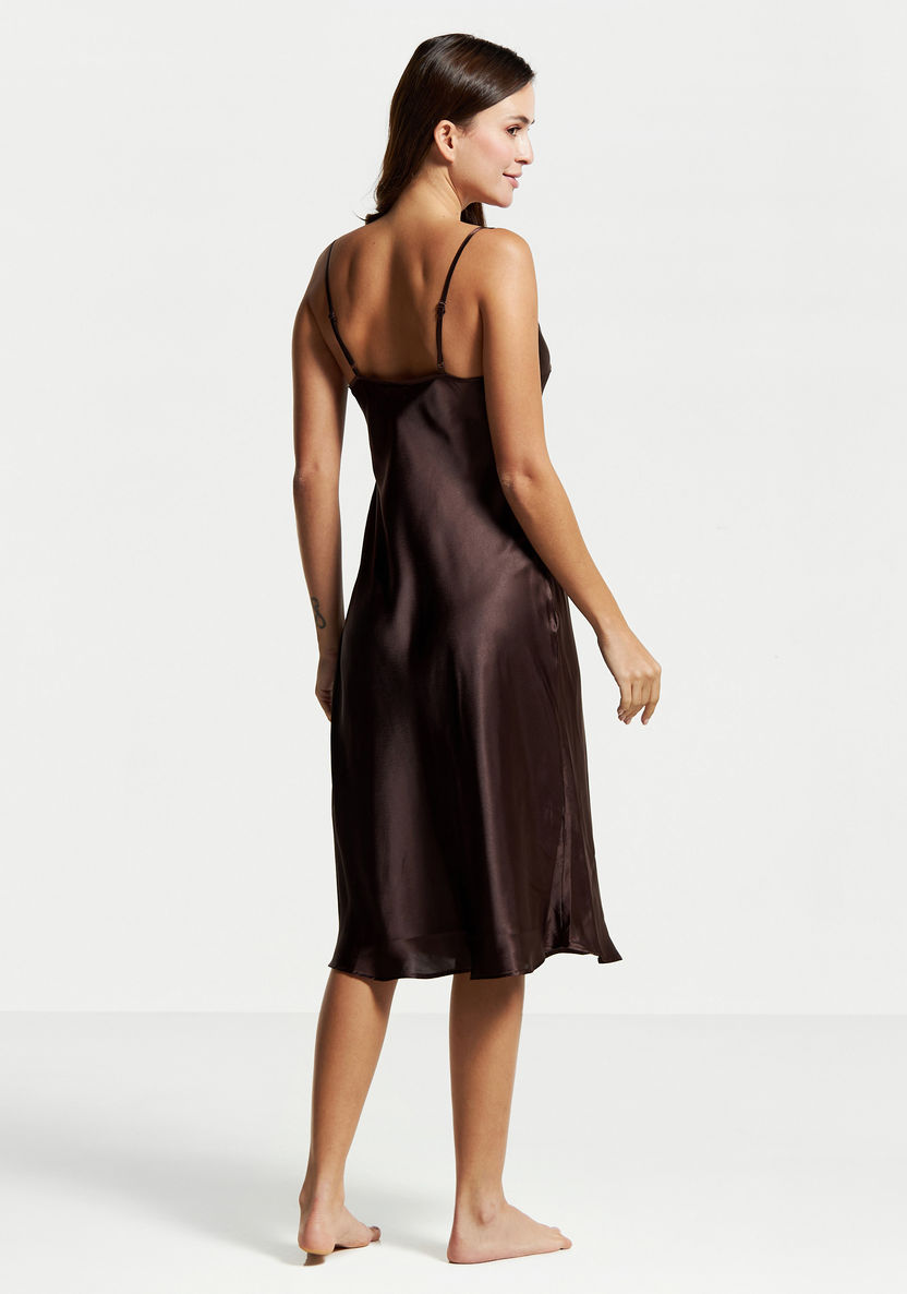 Buy Solid Satin Night Gown With Spaghetti Straps Splash Uae
