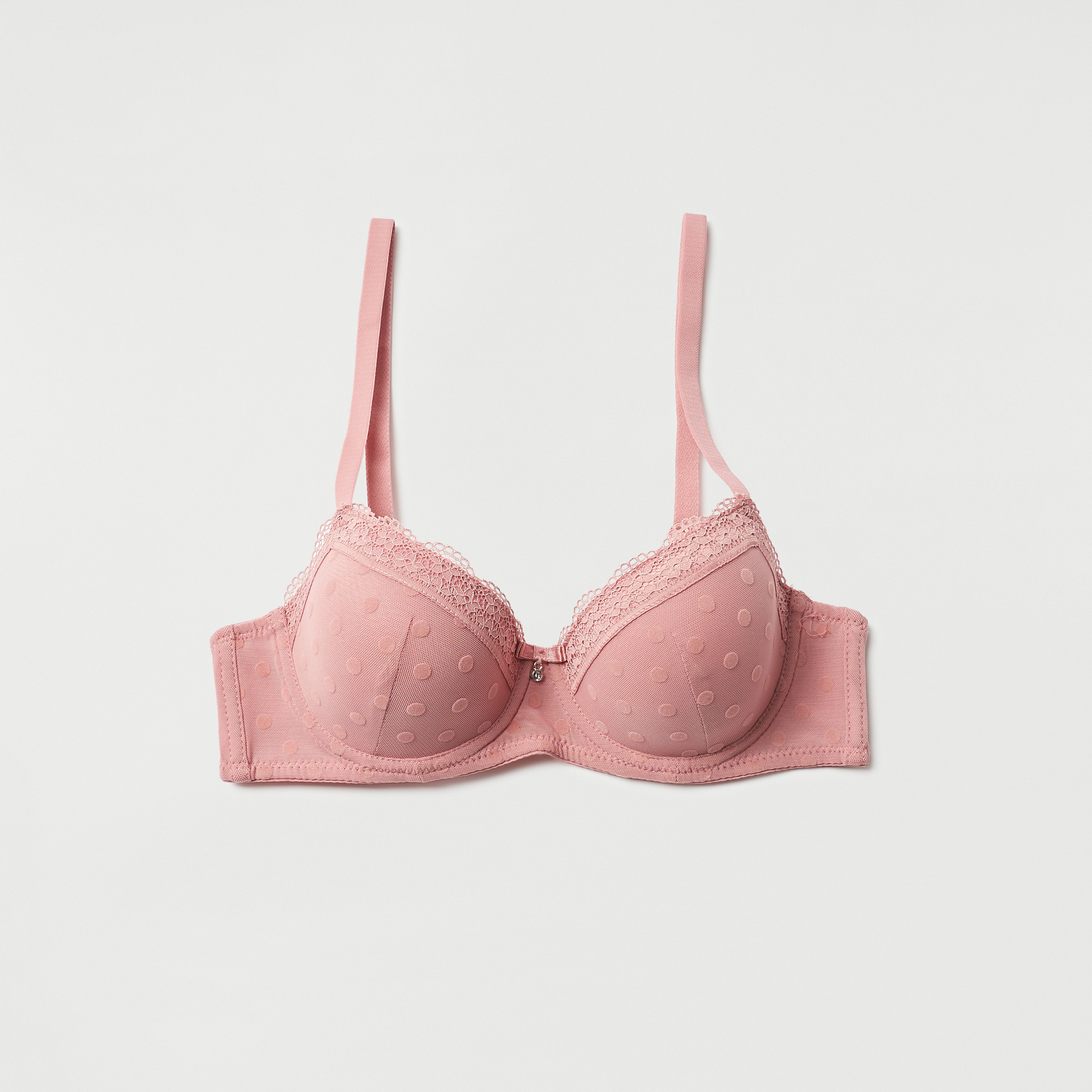 Shop Lace and Mesh Detail Bra with Hook and Eye Closure Online | Splash UAE