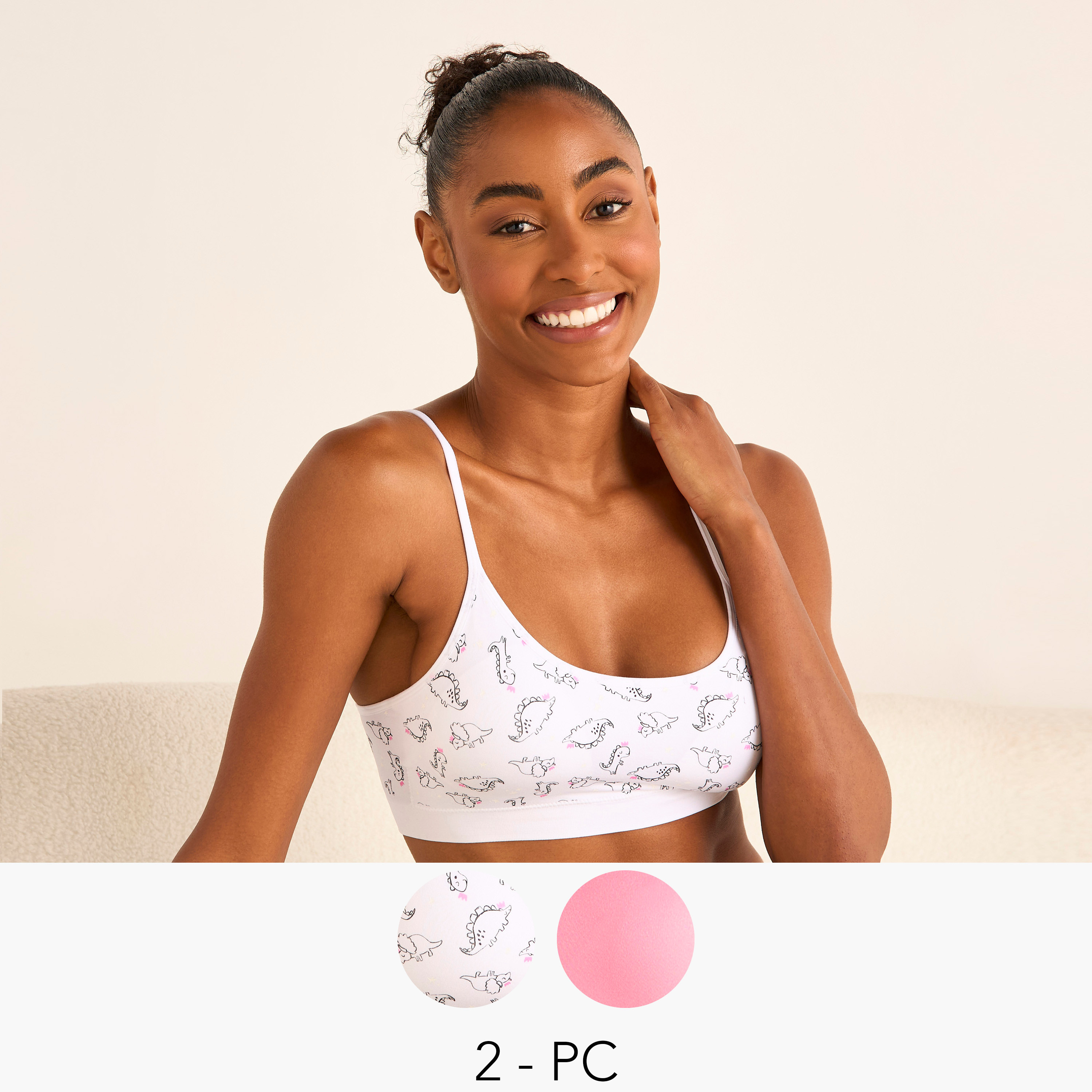 Buy Set of 2 Assorted Seamless Bra Splash KSA