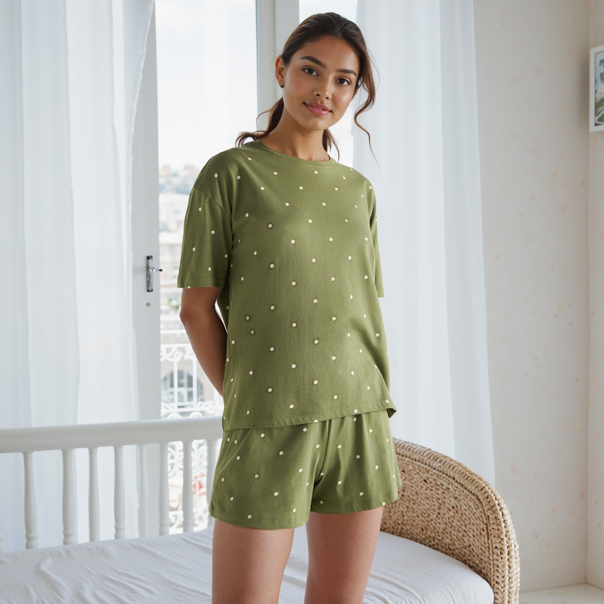 Shop Polka Dot Print Pyjama Set Online | Splash UAE