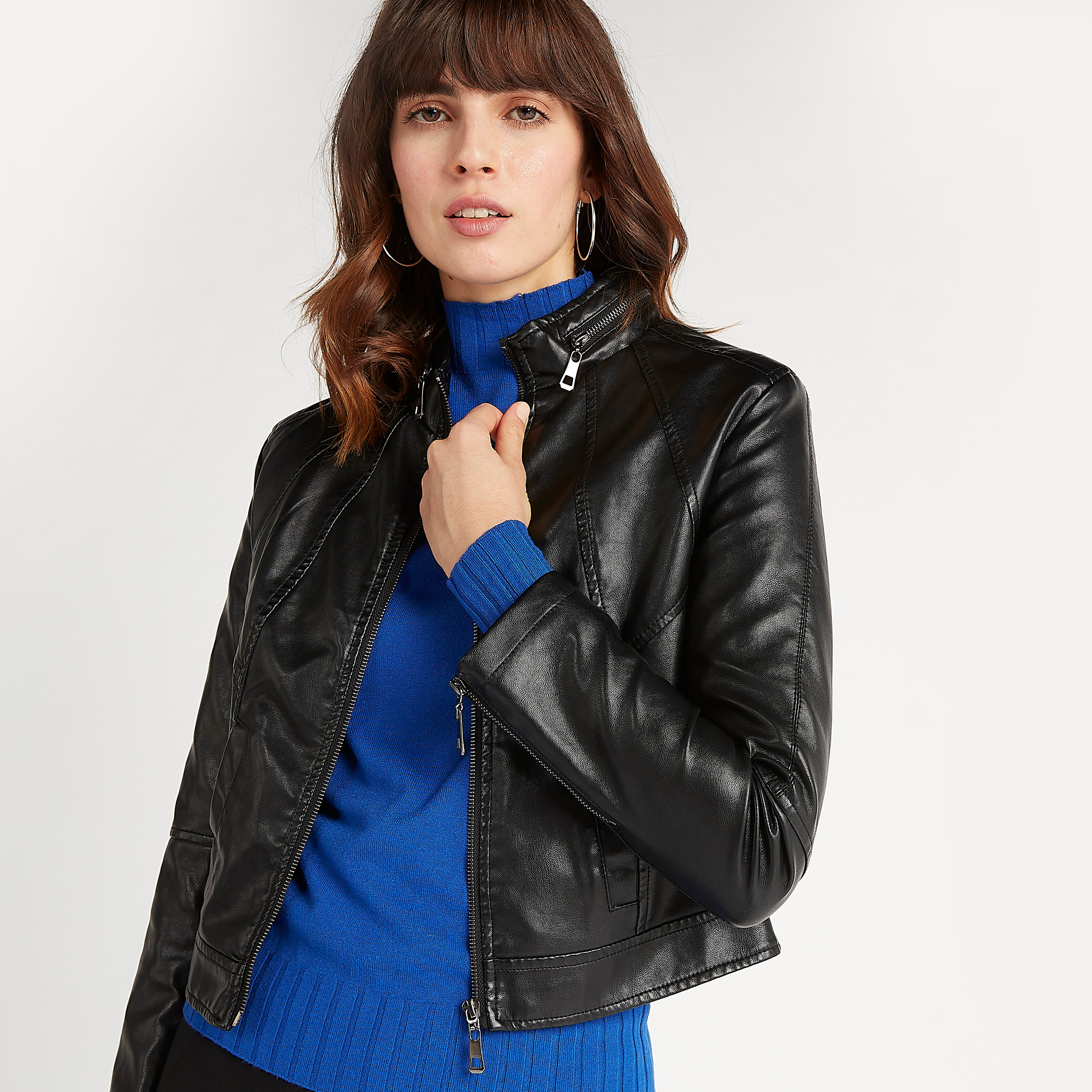 Buy 2Xtremz Zip Through Biker Jacket with Long Sleeves Online ...