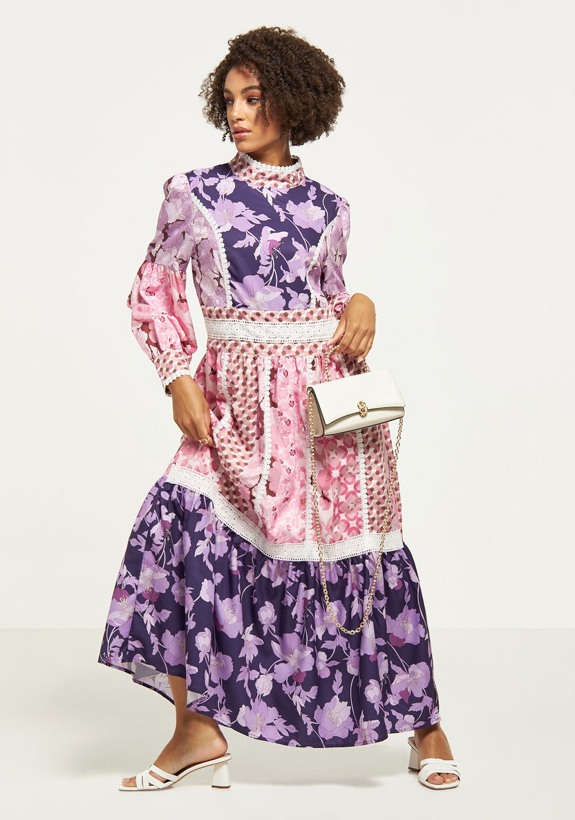 Buy 2xtremz All Over Floral Print High Neck Maxi Dress Splash Uae