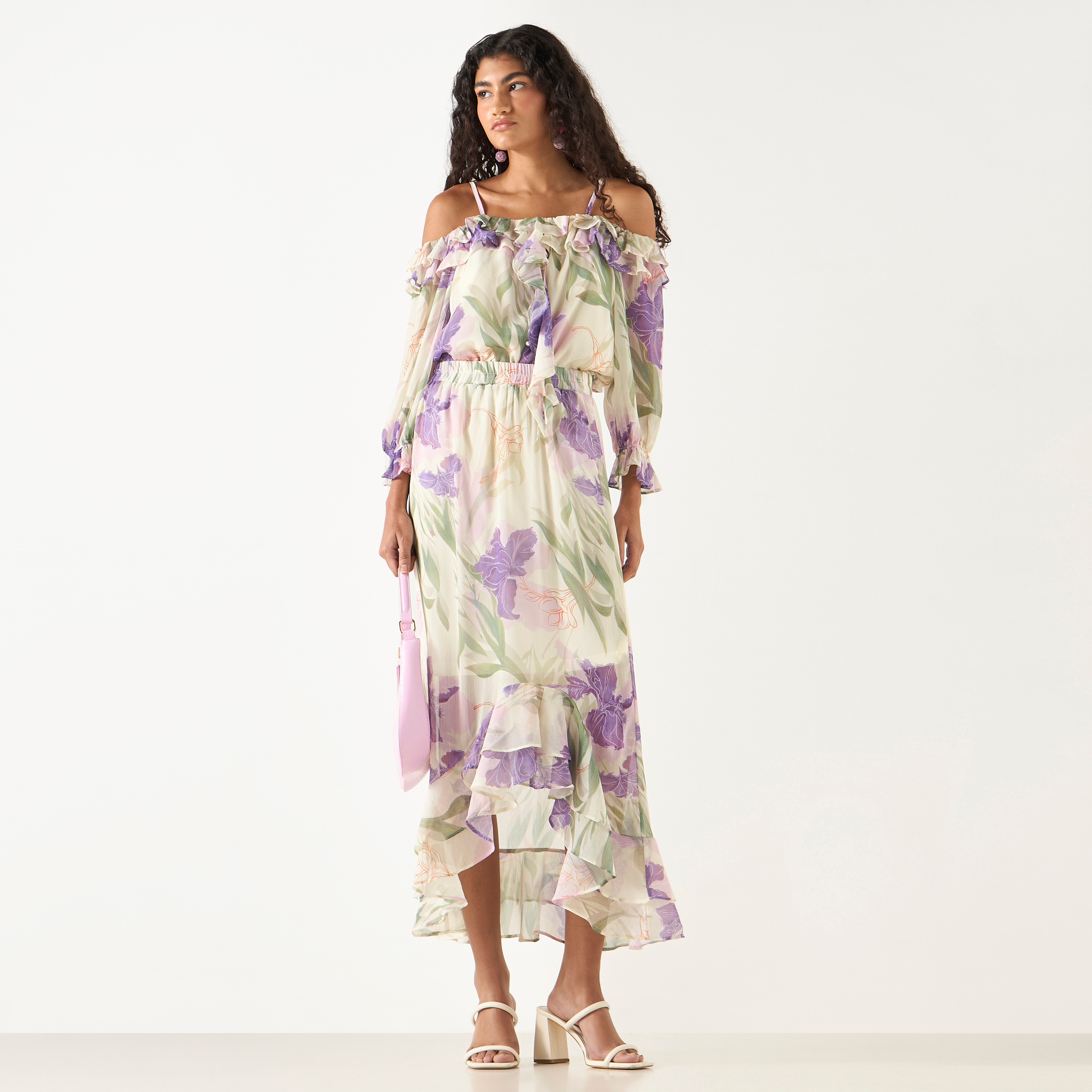 Buy 2Xtremz Floral Print Asymmetric Maxi Skirt Online | Centrepoint Kuwait