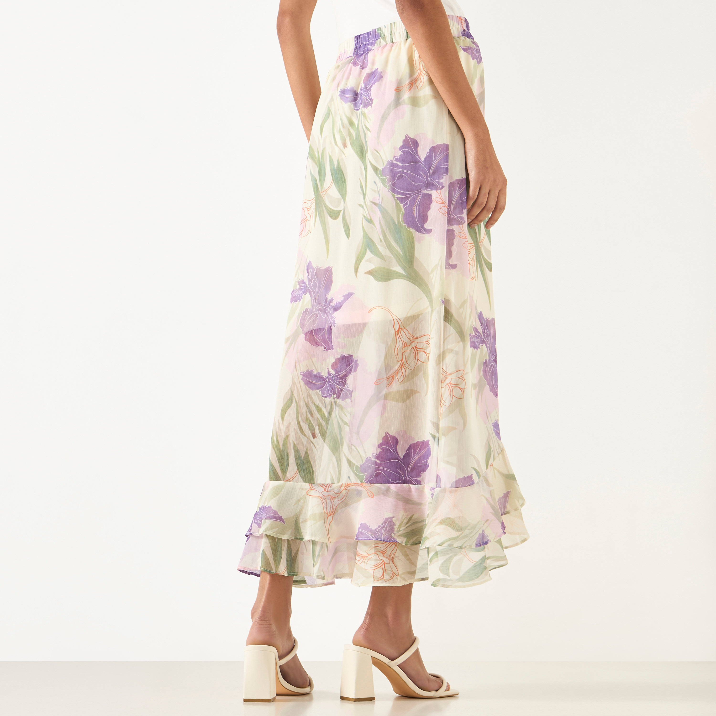 Buy 2Xtremz Floral Print Asymmetric Maxi Skirt Online | Centrepoint Kuwait