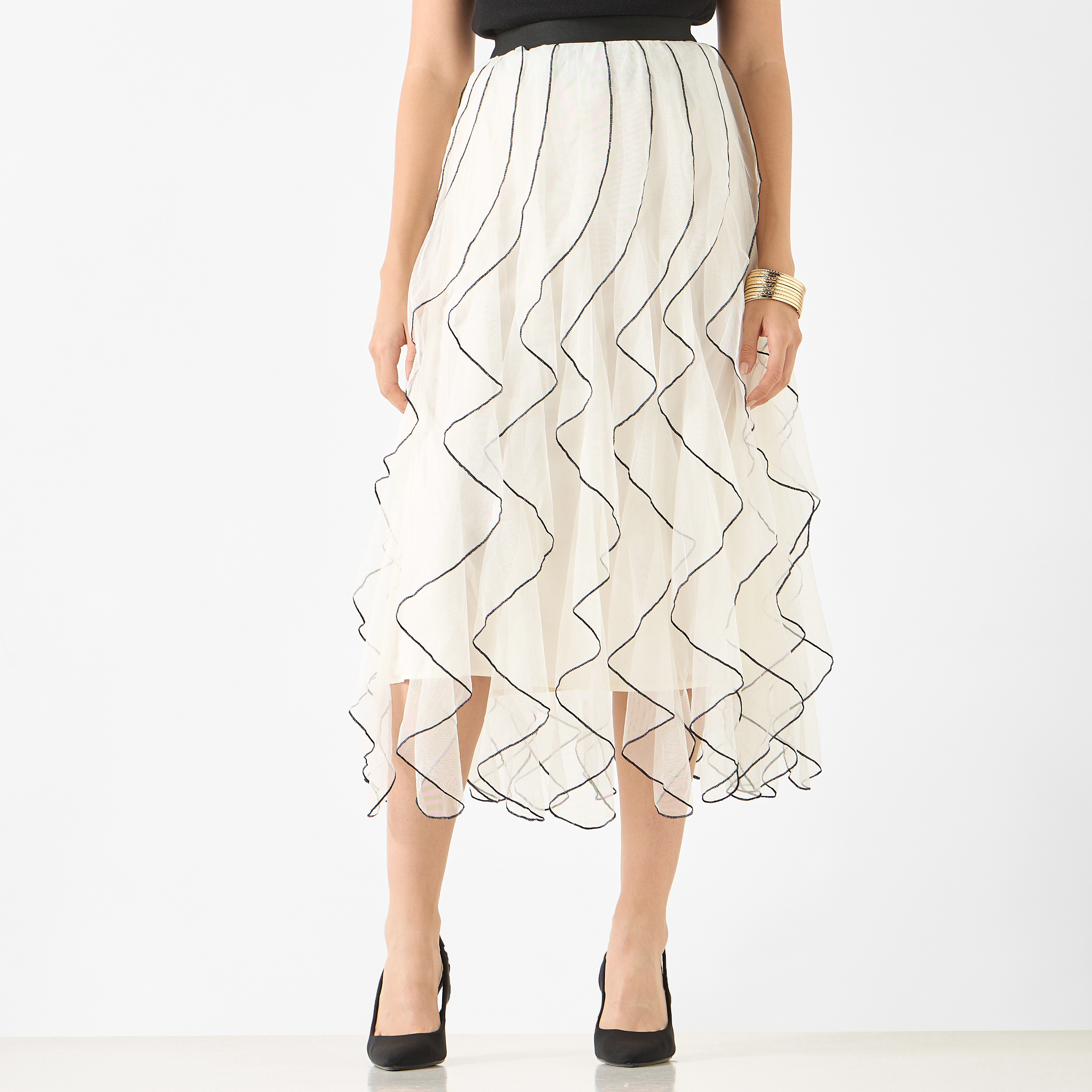 Shop 2Xtremz Solid Midi Skirt with Ruffle Detail Online | Splash UAE