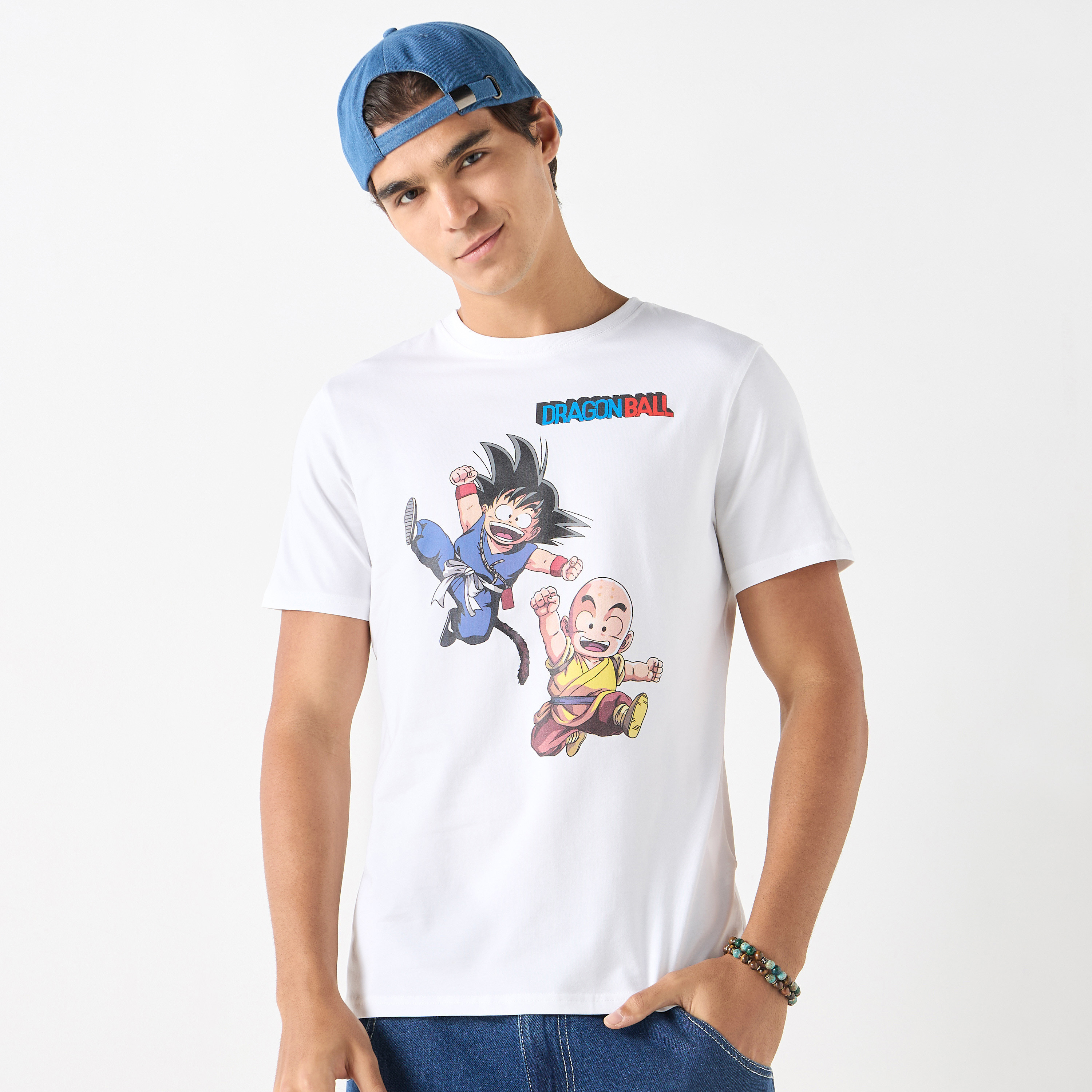 Shop Dragon Ball Z Print Crew Neck T-shirt with Short Sleeves Online ...