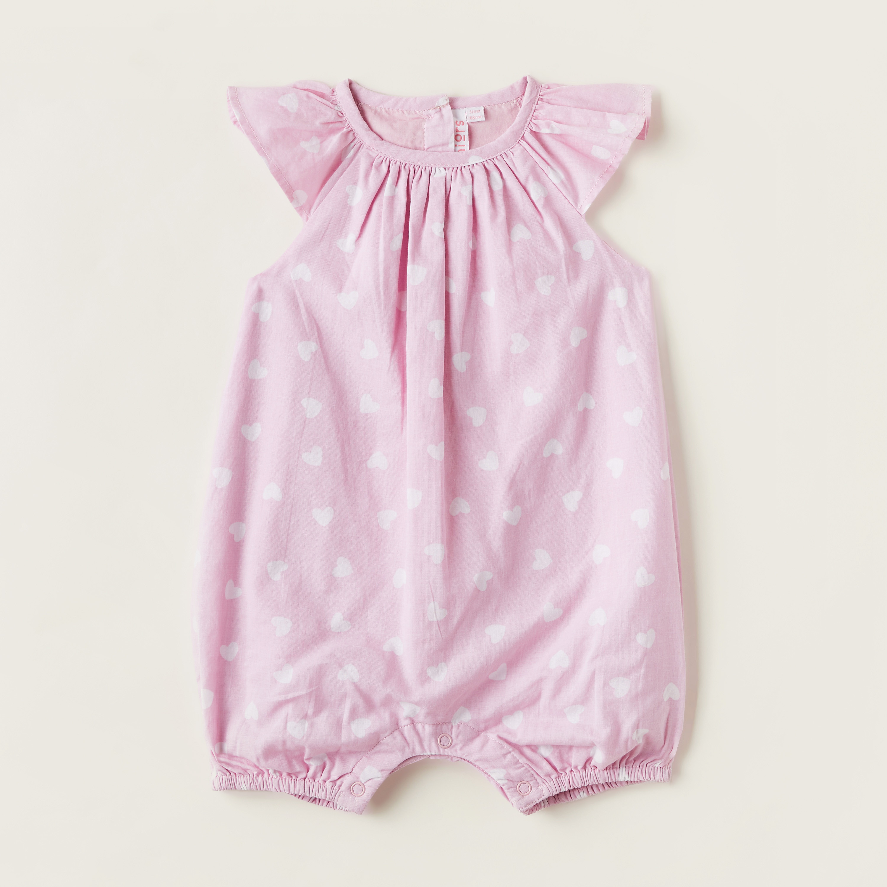 Buy Juniors Heart Print Romper with Cap Sleeves Online | Centrepoint Qatar