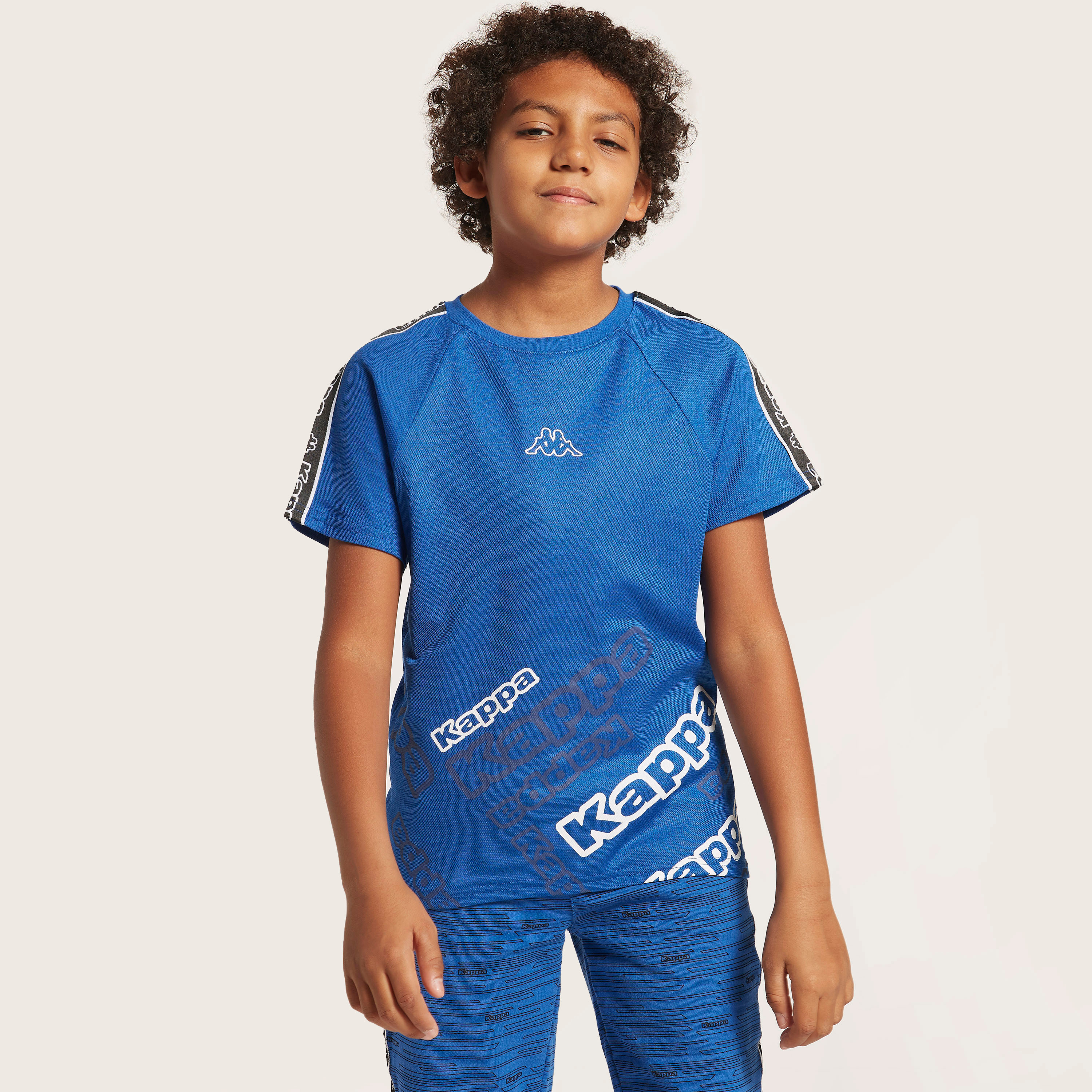 Kappa Printed T-shirt with Shoulder Tape Detail and Short Sleeves ...
