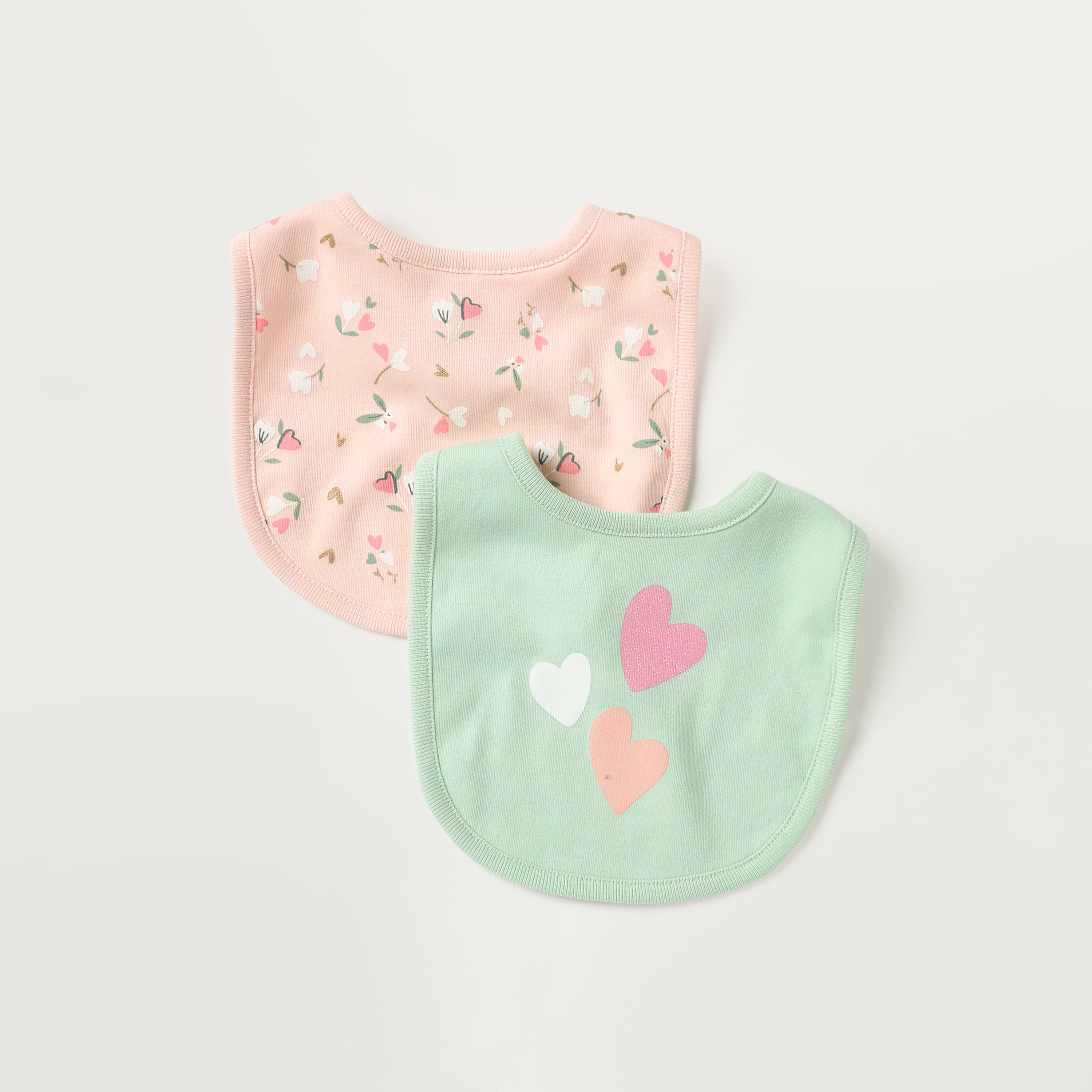 Shop Juniors Floral Print Bib with Snap Button Closure Set of 2 Online Mothercare Bahrain