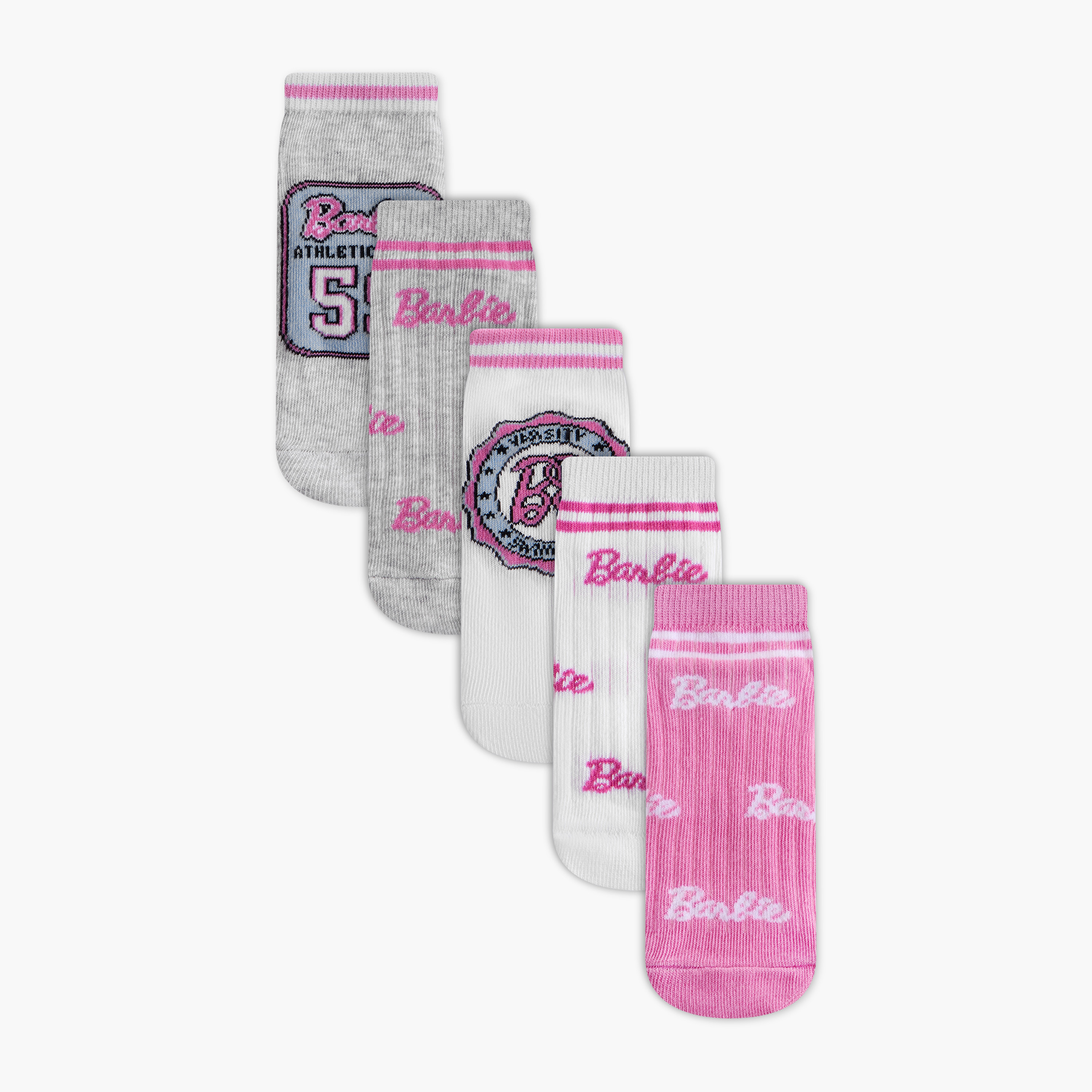 Buy Barbie Printed Non Terry Ankle Length Socks - Set of 5 Online ...