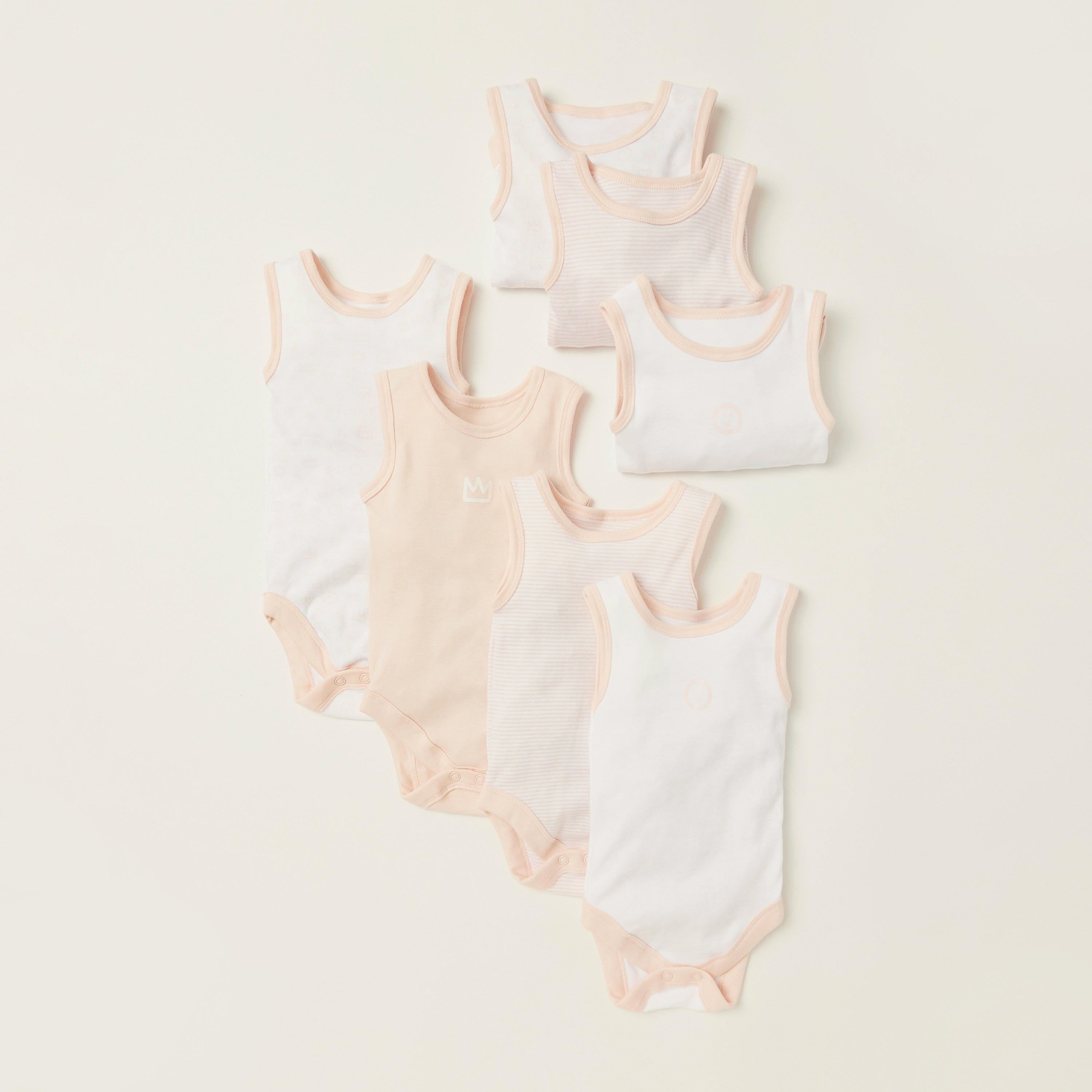 Buy Juniors Printed Sleeveless Bodysuit - Set of 7 Online | Centrepoint UAE